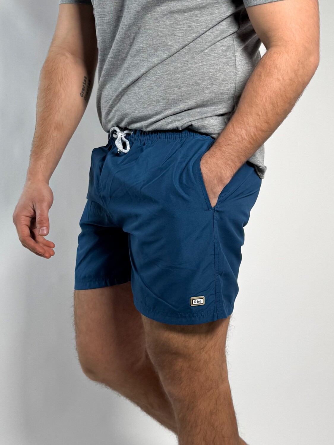 Short de baño liso Salvo - Azul — Route 66