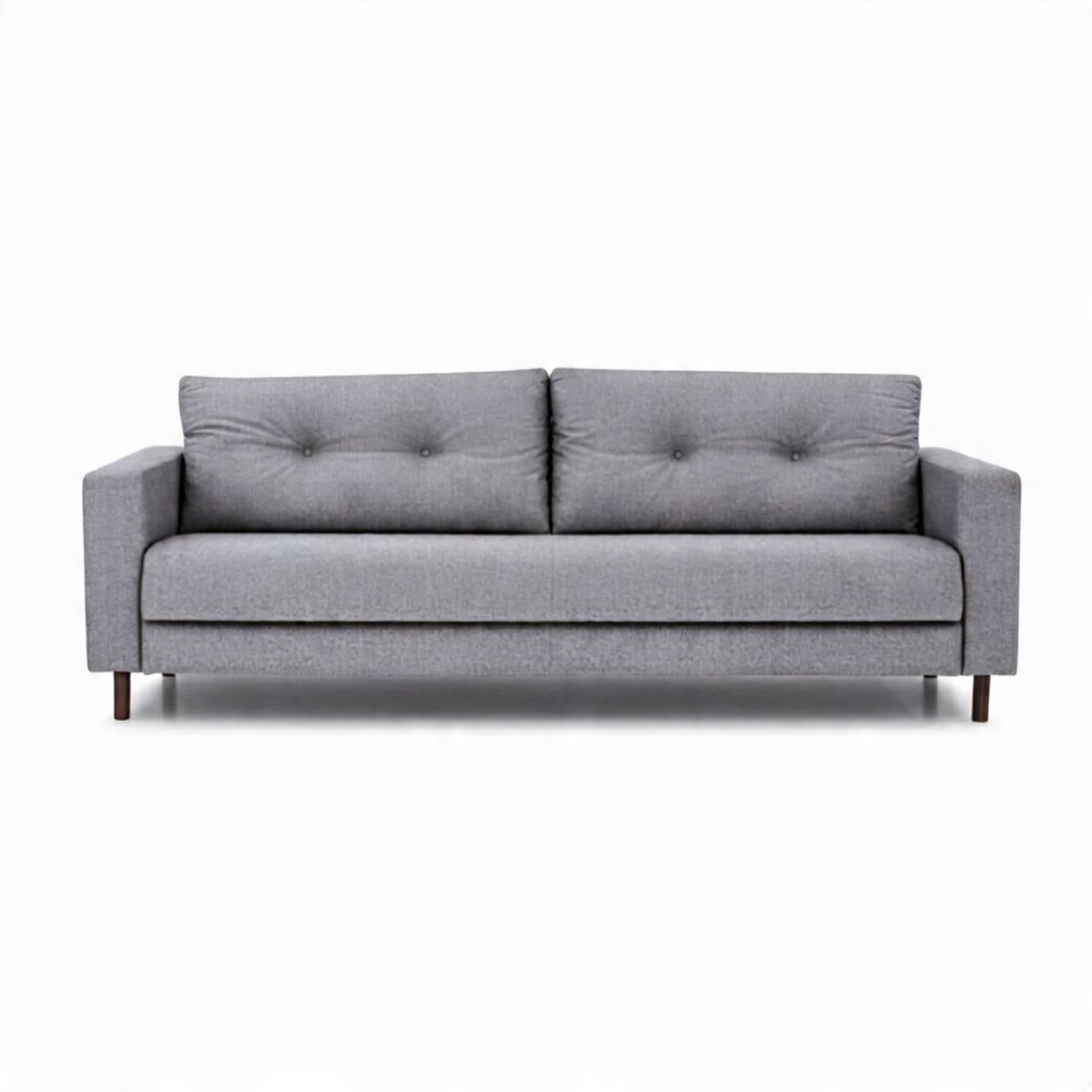Sofa 4 cuerpos tela Gris Brillo con respaldo semi capitoneado — Champagne Home & Deco
