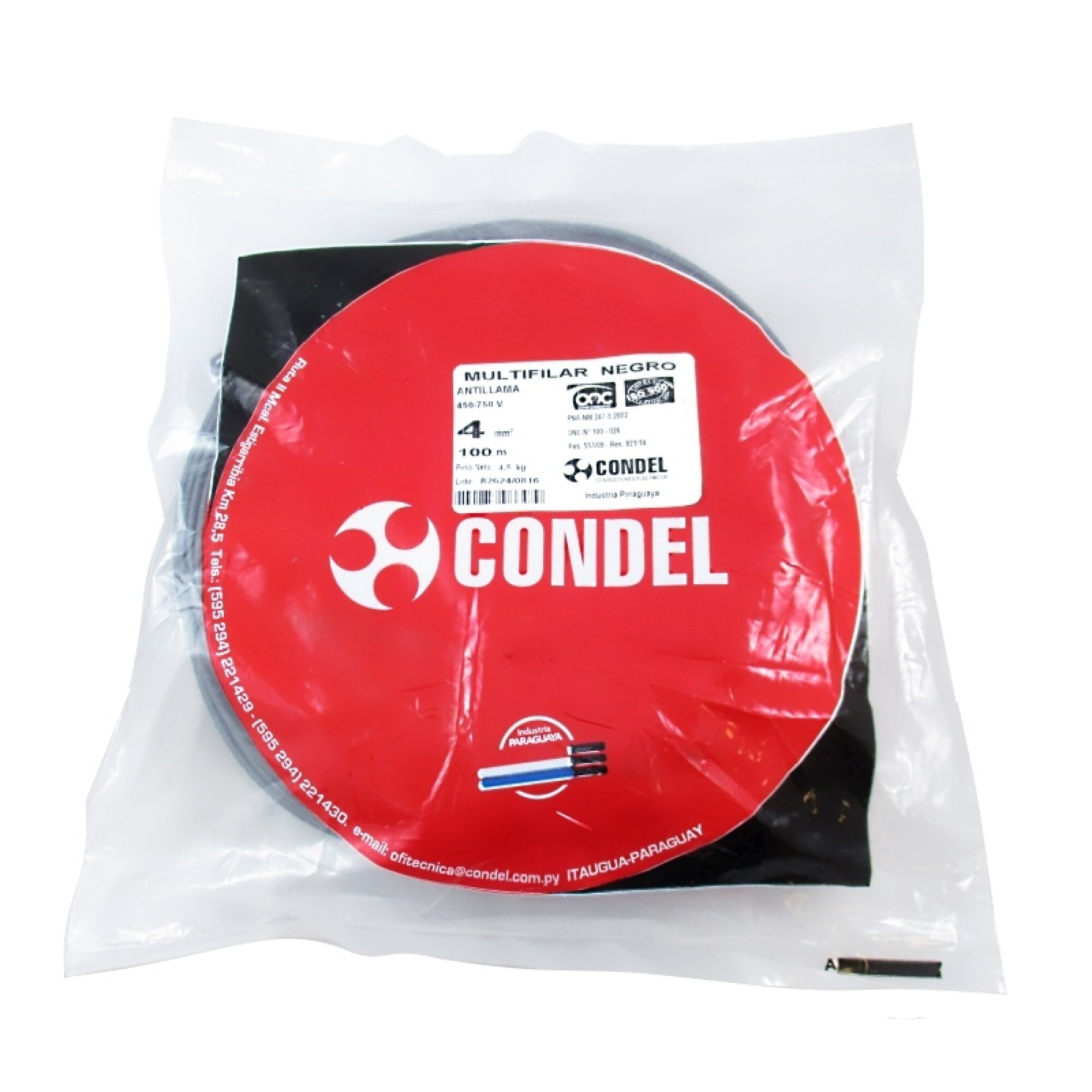 CABLE MULTIFILAR 4,00MM2 NEGRO CONDEL — Luminotecnia