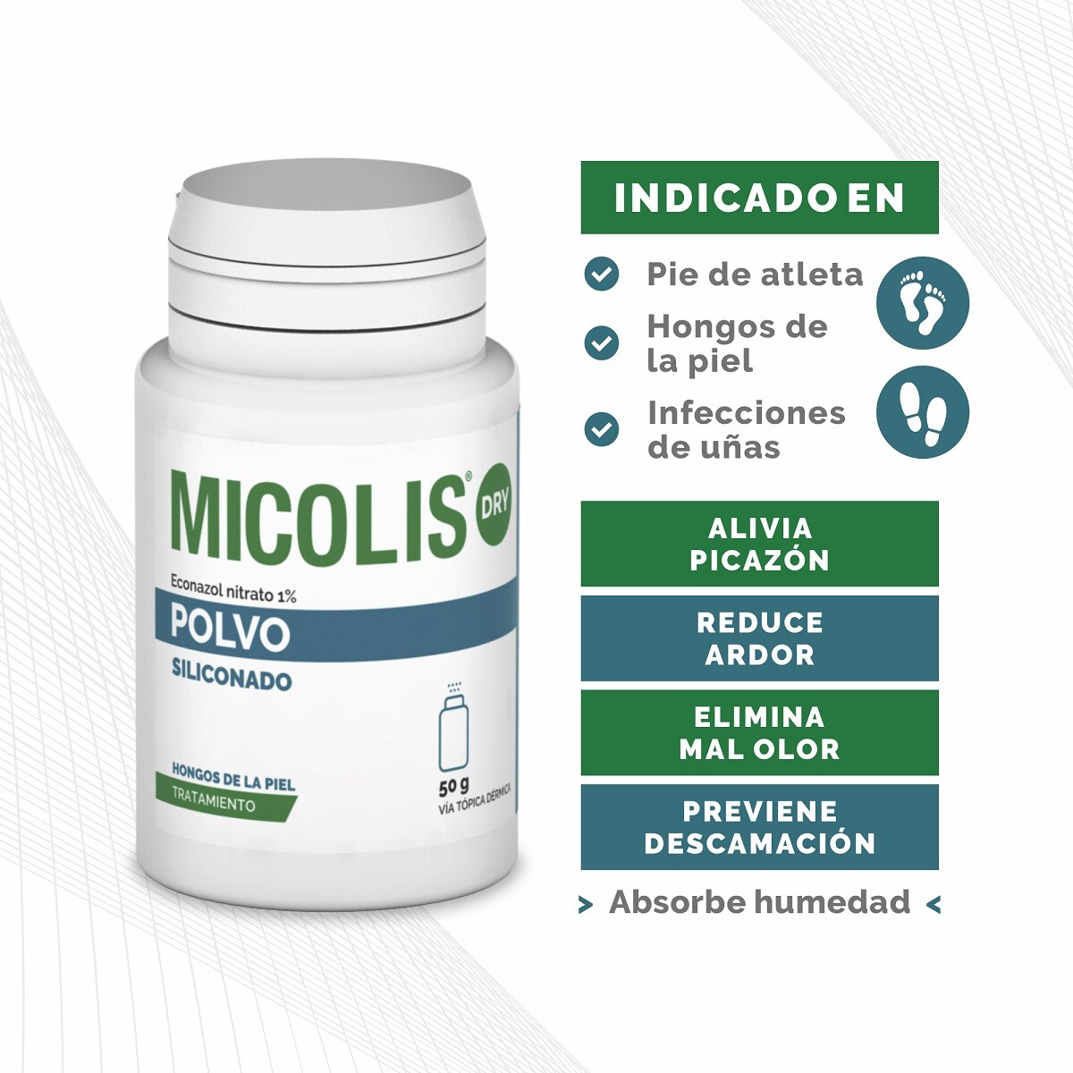 Micolis Dry Polvo 1% 50 Grs. — Farmacia El túnel
