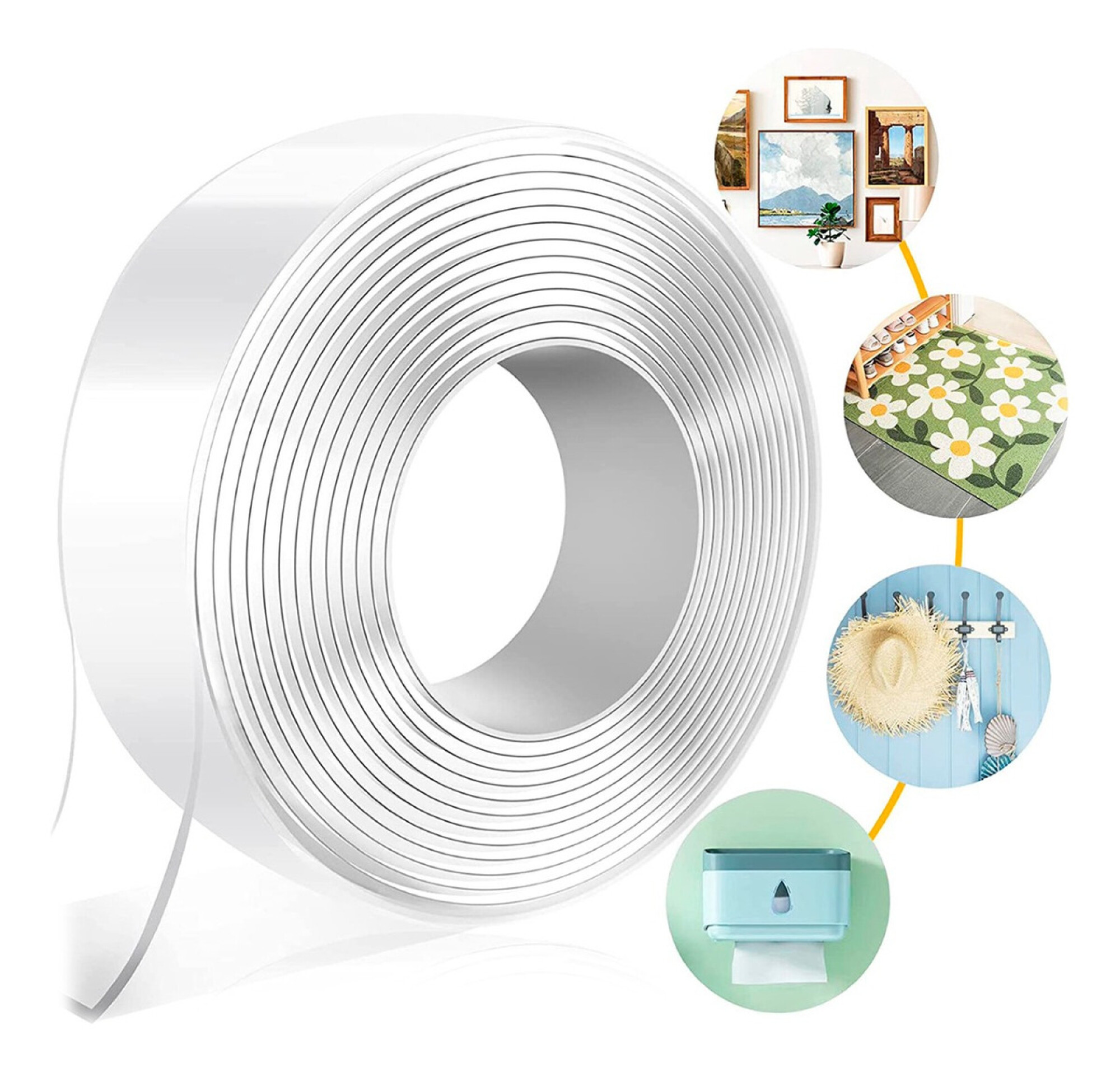 Cinta Adhesiva Magica Doble Faz Reutilizable 5 Metros - Color Variante ...