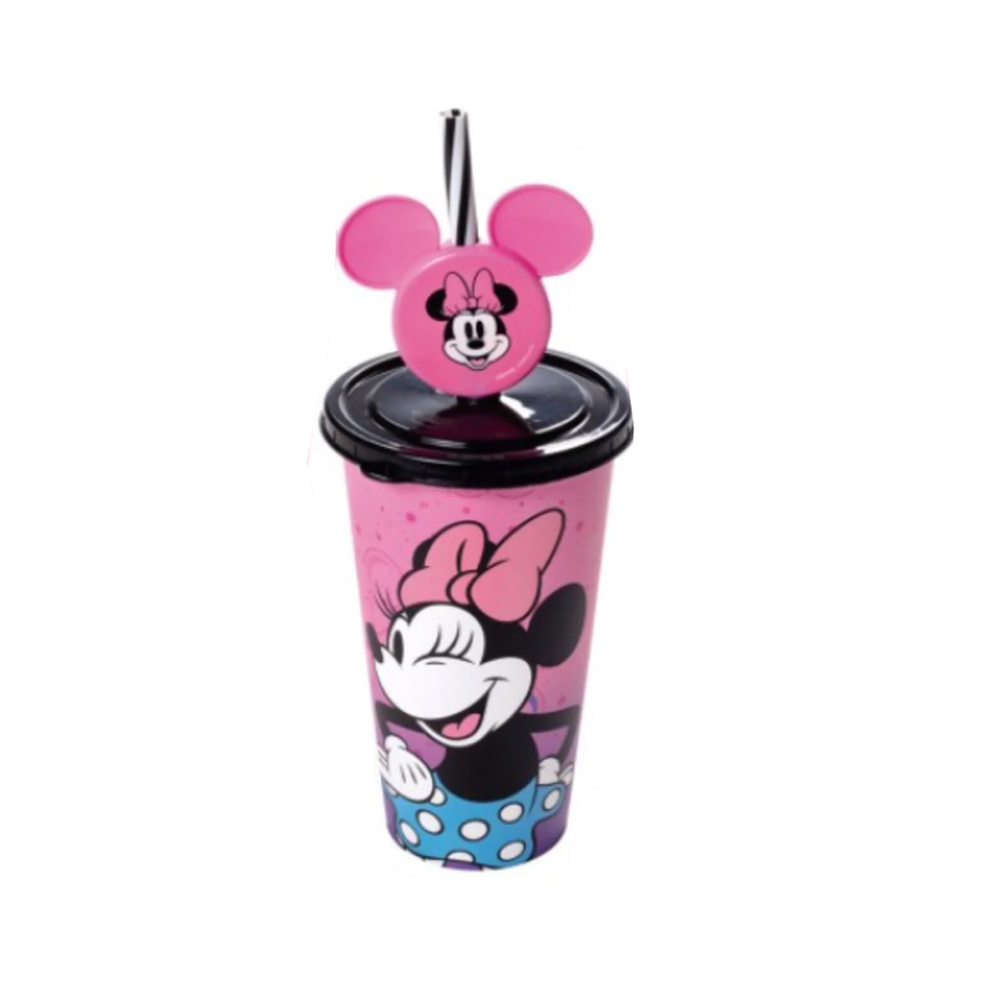 Vaso Plástico Milk Shake con Pin y Pajita Minnie 500 ml - ROSA FUERTE ...