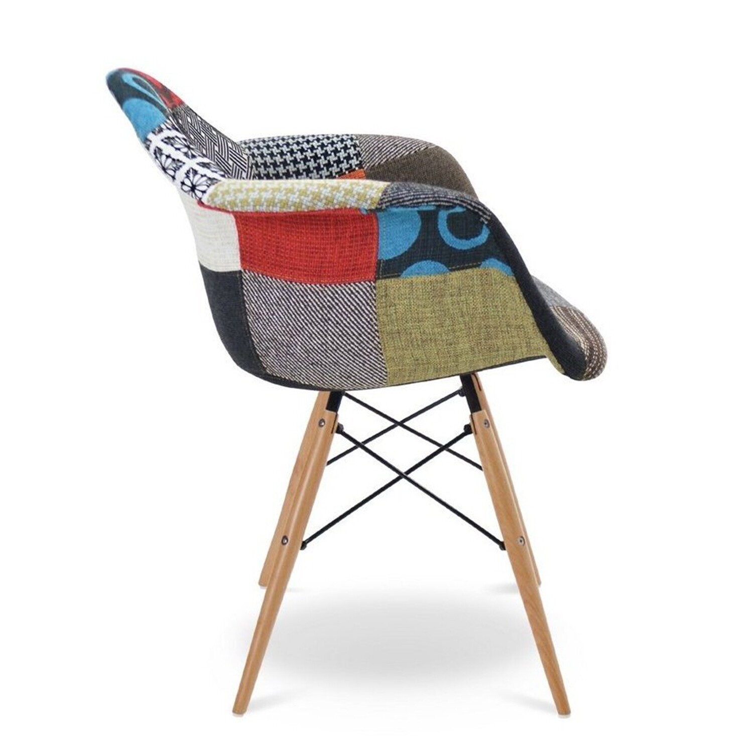 Silla eames Patchwork tapizada con apoyabrazo — Electroventas