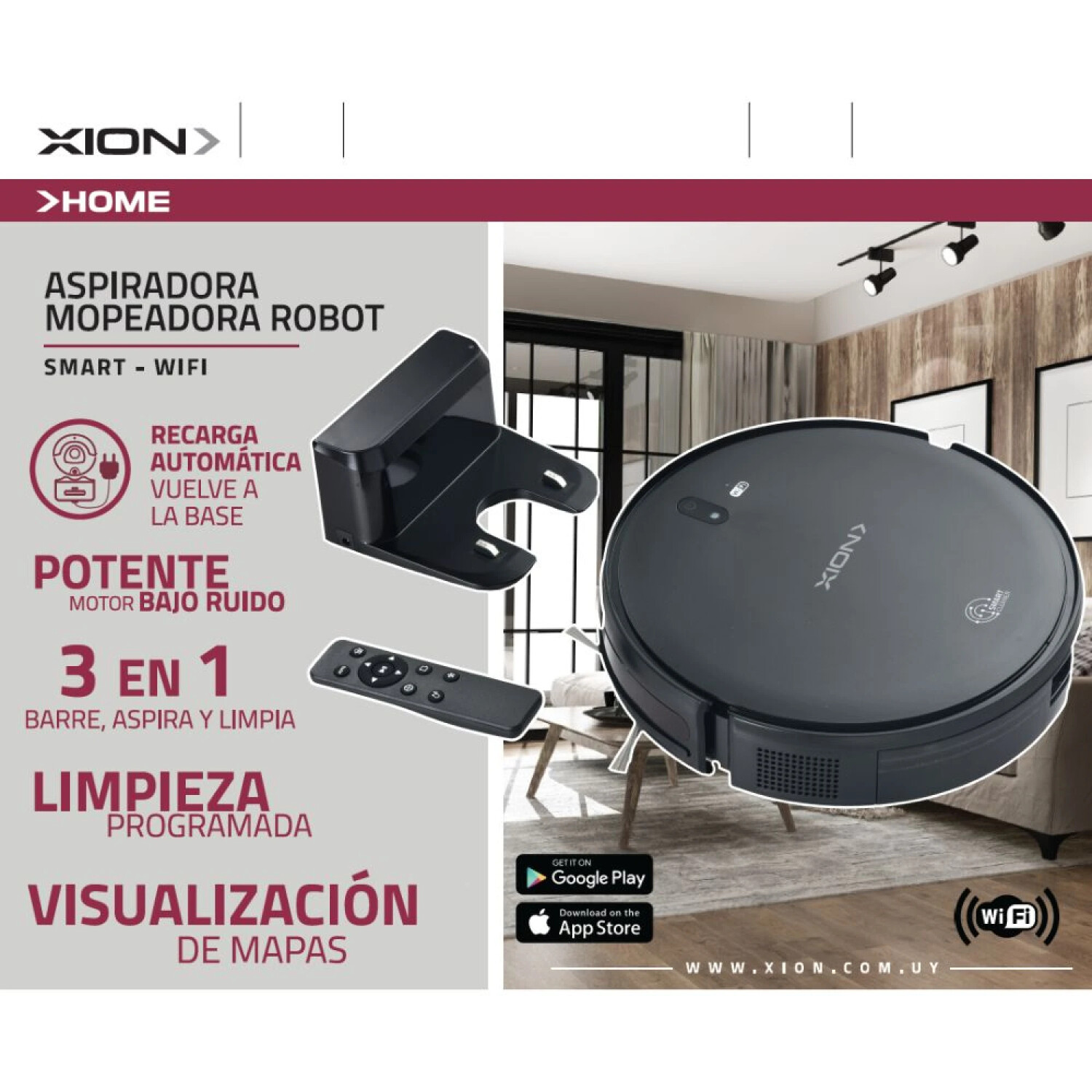 Aspiradora Robot Xion Smart-Wifi - XI-VCROBOT100 — Tienda Soy Santander