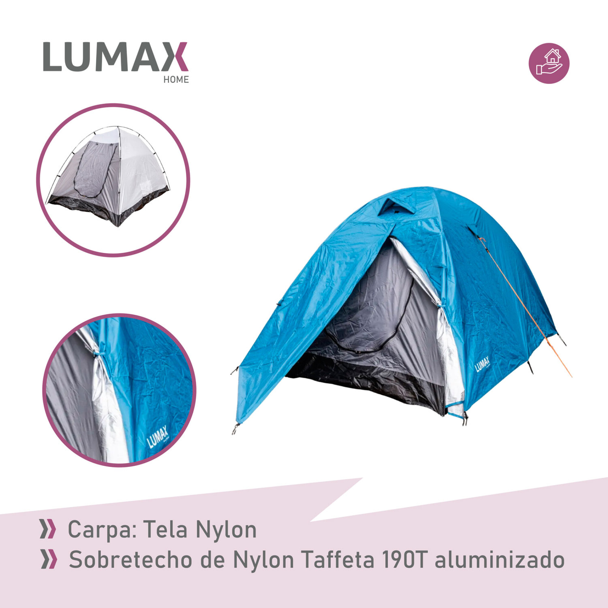 Carpa tipo Iglú Lumax 3 a 4 personas con sobretecho y mosquitero ...