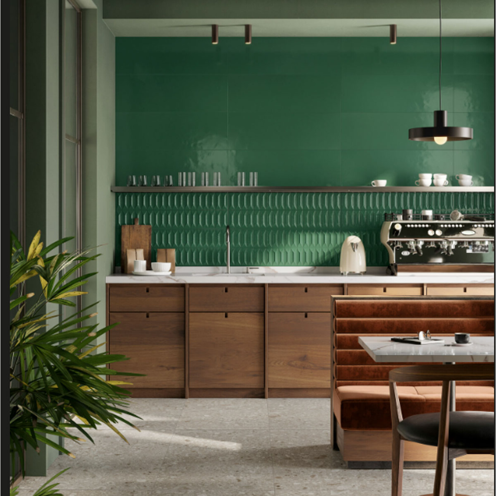 CERAMICA PARA PARED 30X90 VERDE BRILLO DECORADA RAGNO — Acher Cerámicas