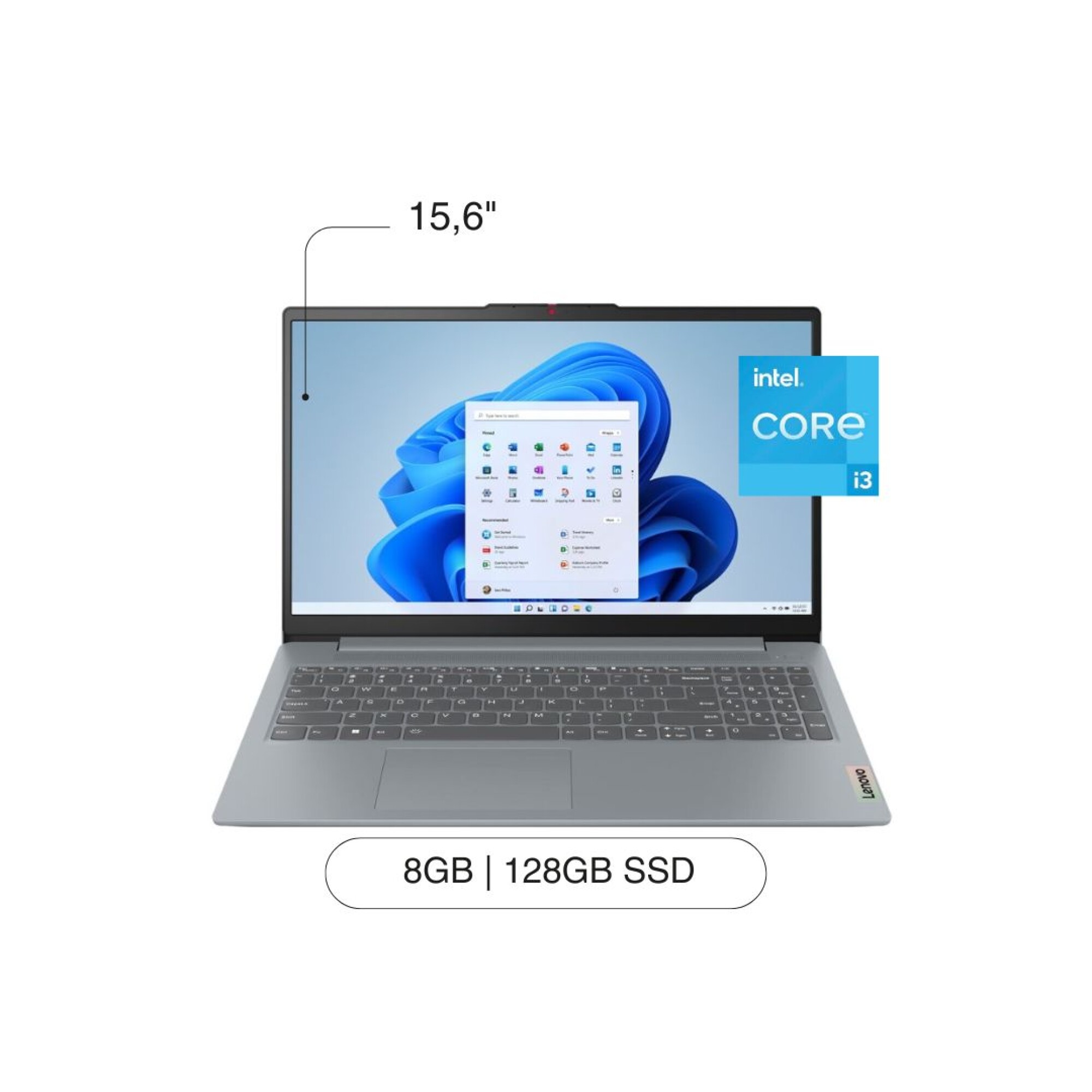 Notebook LENOVO IdeaPad Slim 3I 15.6' FHD 128GB / 8GB I3-N305 W11 ...