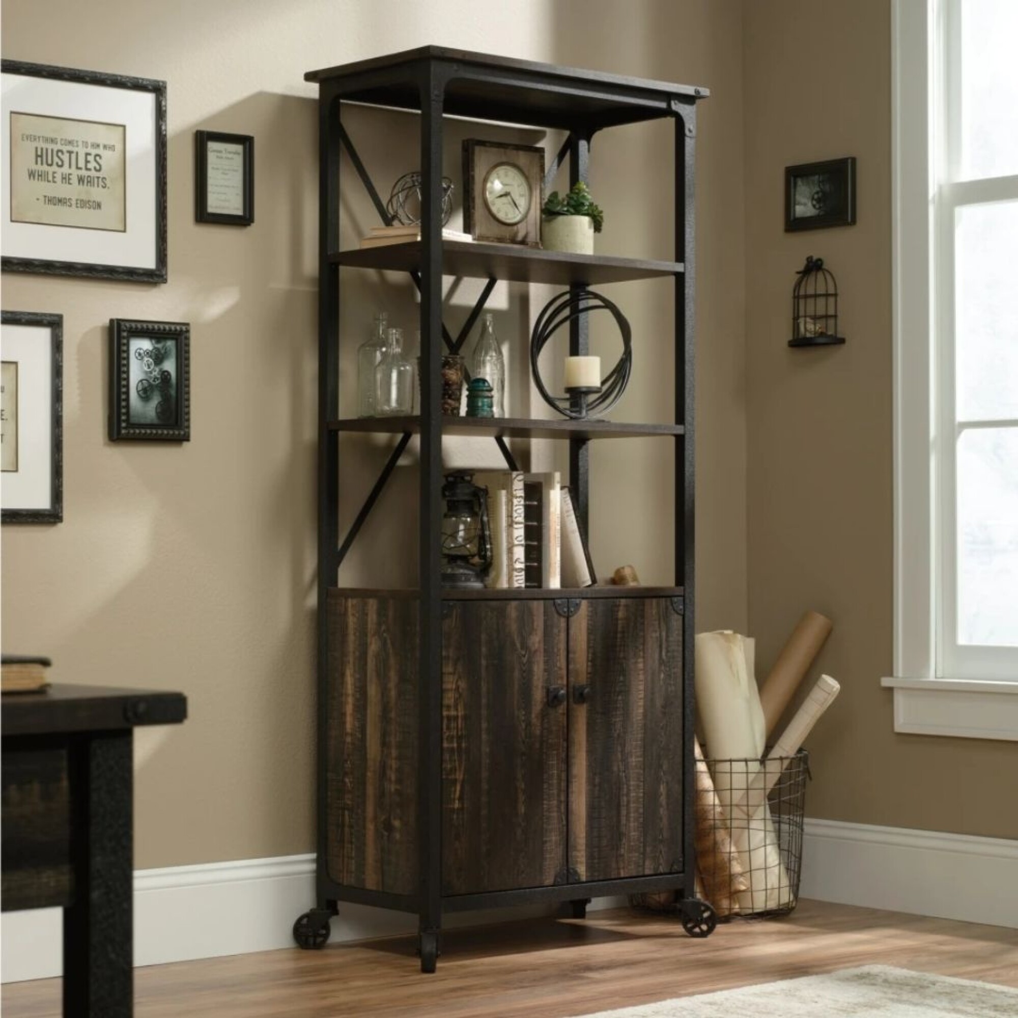 Biblioteca Con Puertas - Sauder - Linea Steel River Robles — Fripay