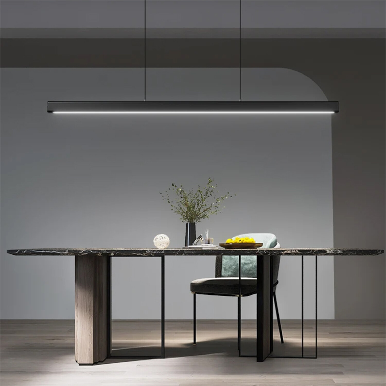 Luminaria Lineal LED 72W Negro Luz Cálida 240 cm — Serlux