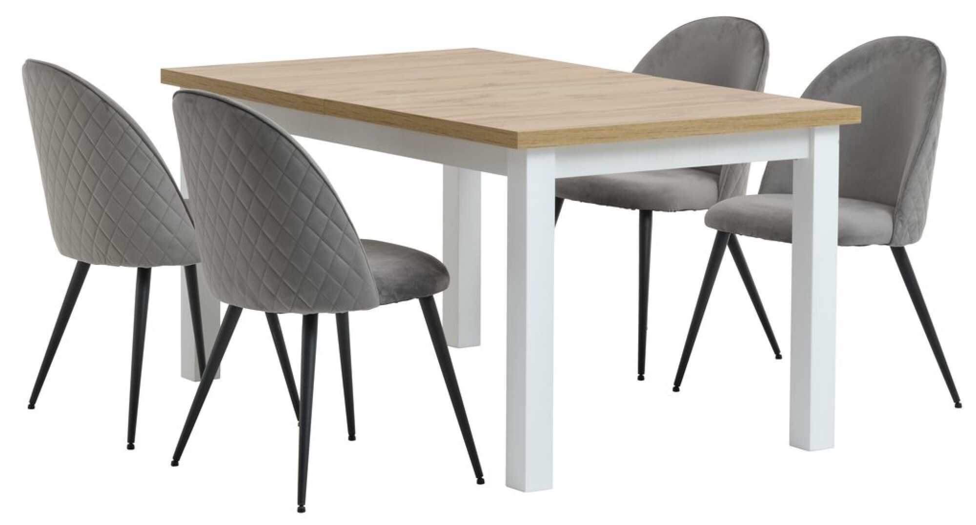 Mesa de comedor MARKSKEL 150/193 blanco/roble natural — JYSK