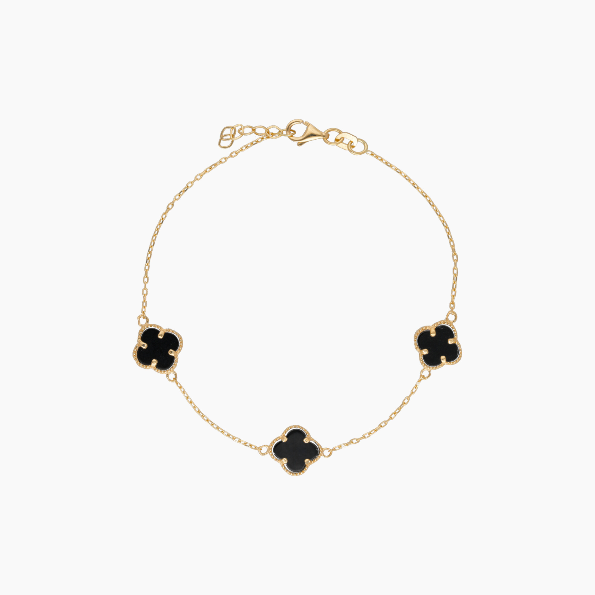 Pulsera En Oro 18k Estilo Van Cleef Con 3 ónix — Riviera Joyas