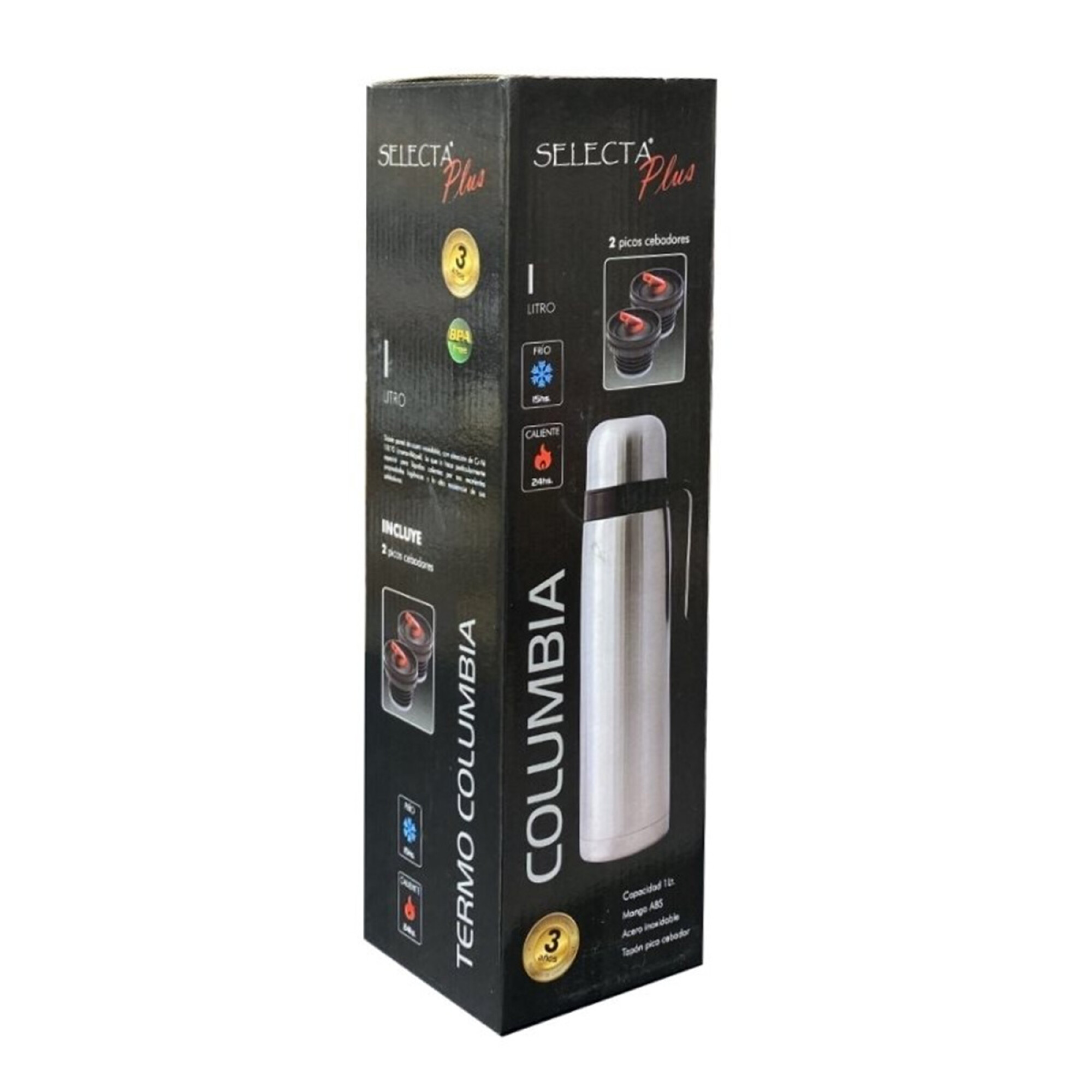 Termo acero inoxidable 1 lt con manija - PLATEADO — Garage Impo