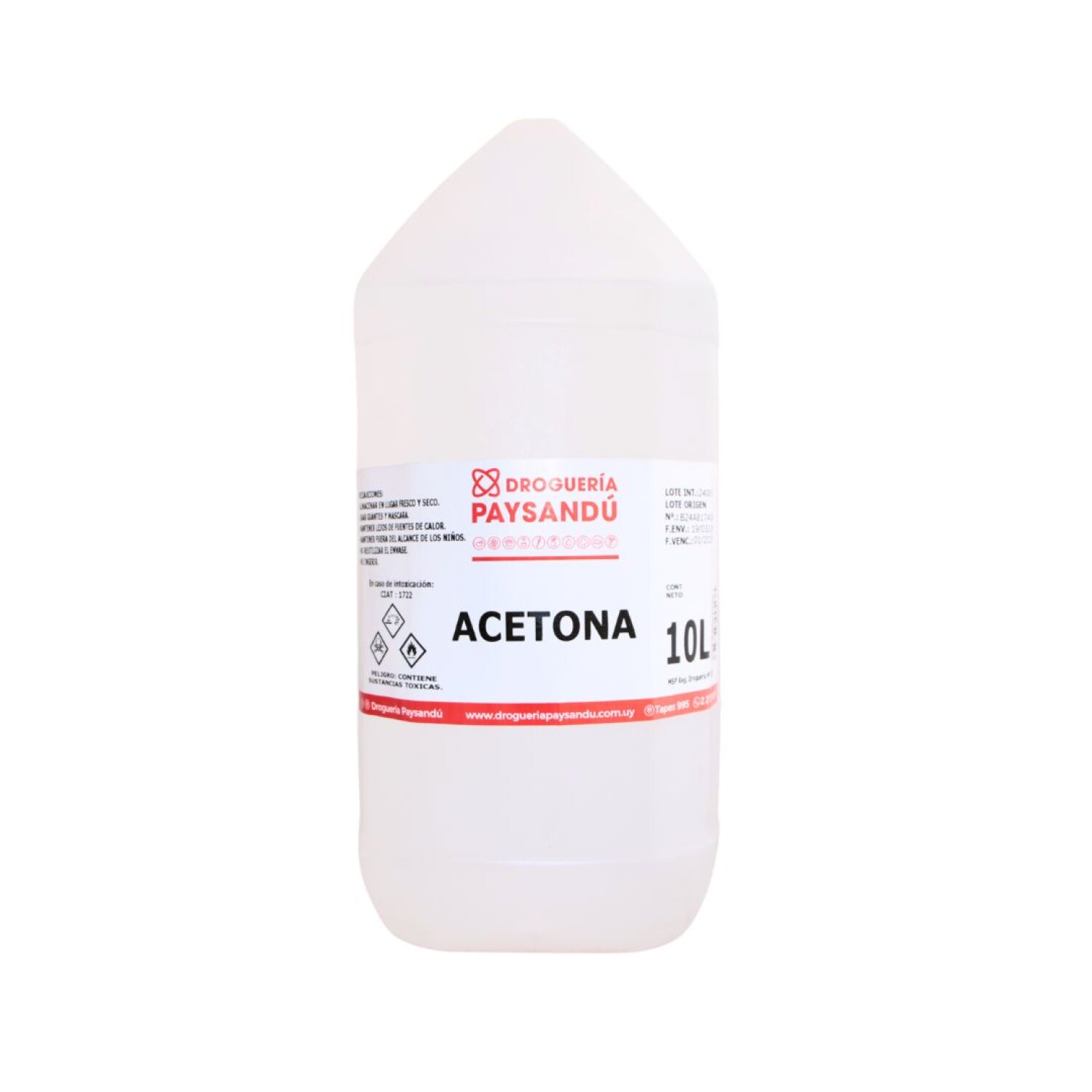 Acetona Pura - 10 L — Droguería Paysandú