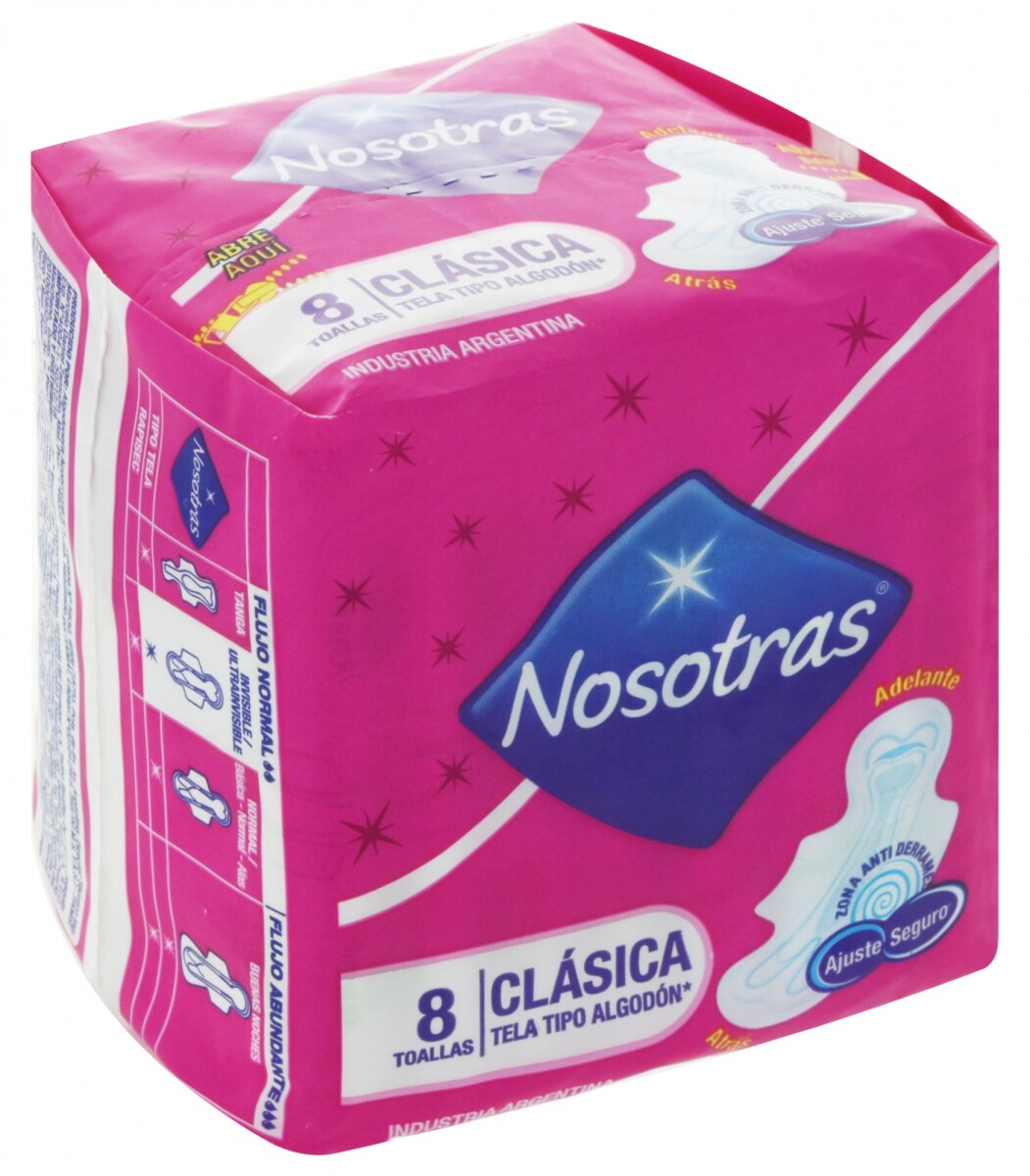 TOALLAS FEMENINAS NOSOTRAS CLASICA 8 UNID C/GEL C/ALAS — El Clon