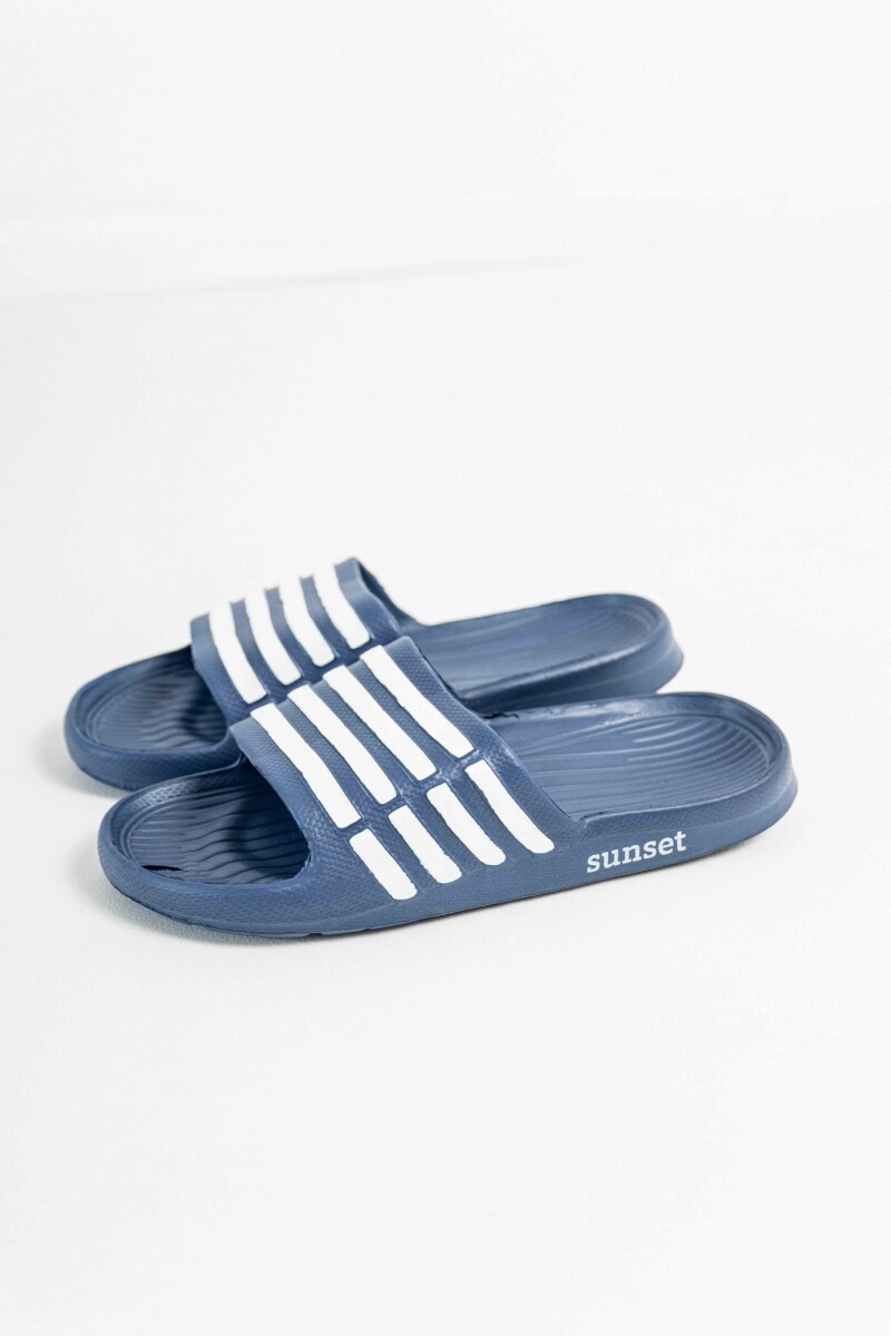 Sandalia Franjas Azul con Blanco — Dural