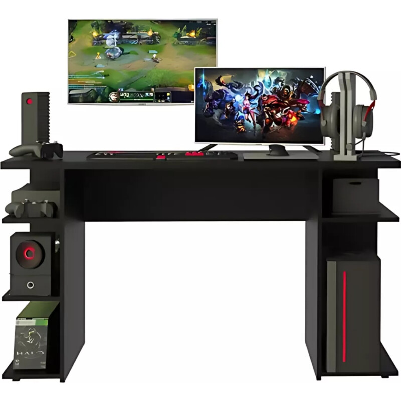Escritorio Gamer Mesa Para Pc Estantes Calidad - Negro — Mundo Shop