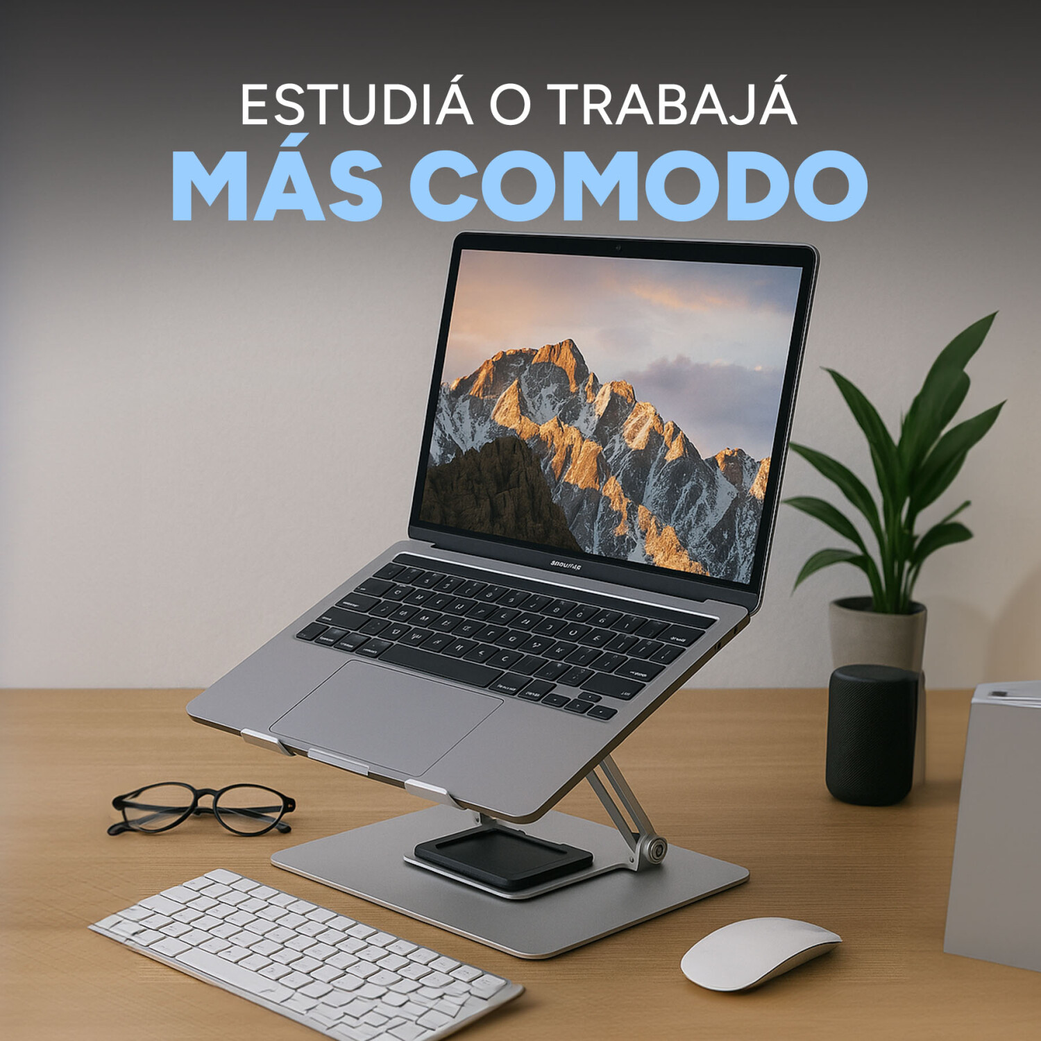 Soporte Regulable Giratorio Notebook Acero 360° Base 26x21cm - Color ...