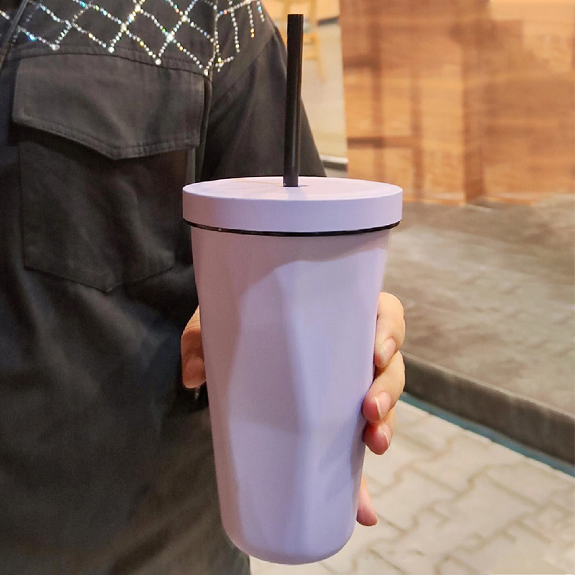 Vaso facetado térmico con sorbito - Lila — Mis Petates