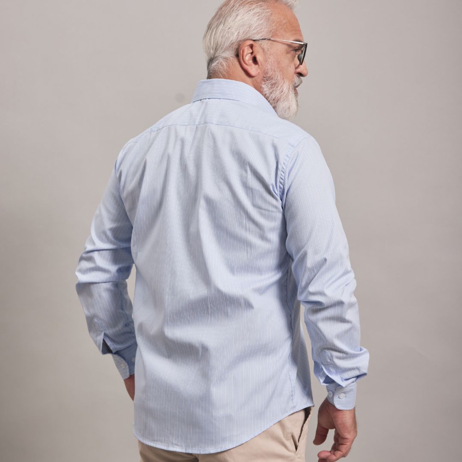 CAMISA OXFORD - CELESTE RAYADO — Ganbaru