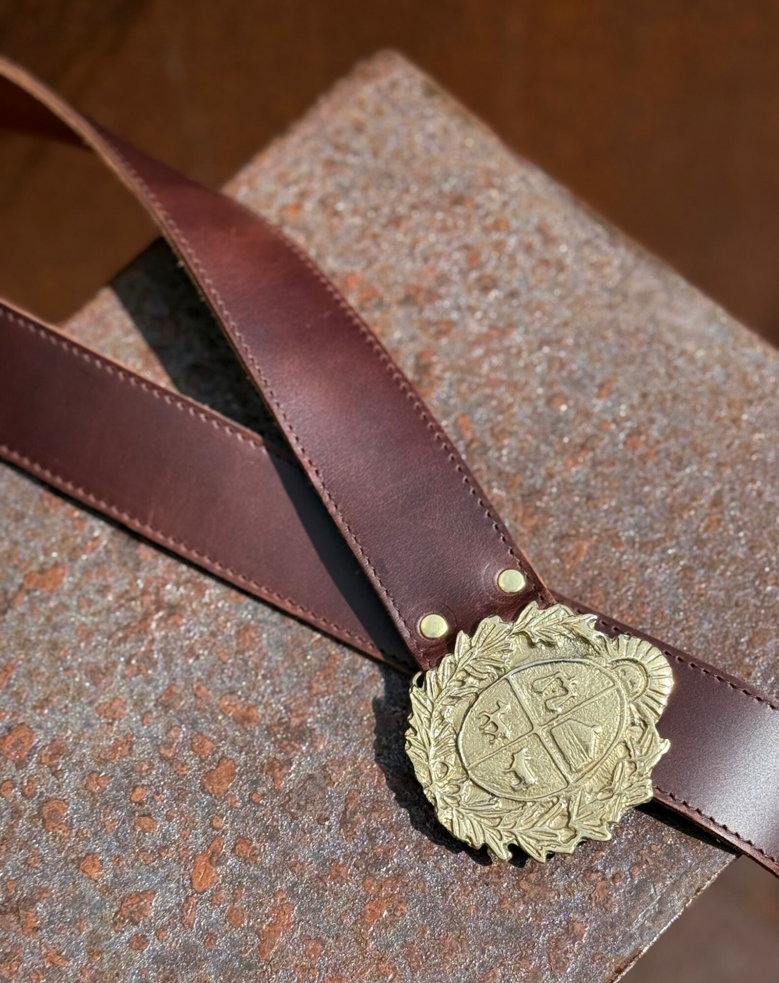Simple Escudo Belt - Chocolate / Dorado — Sierra Mora