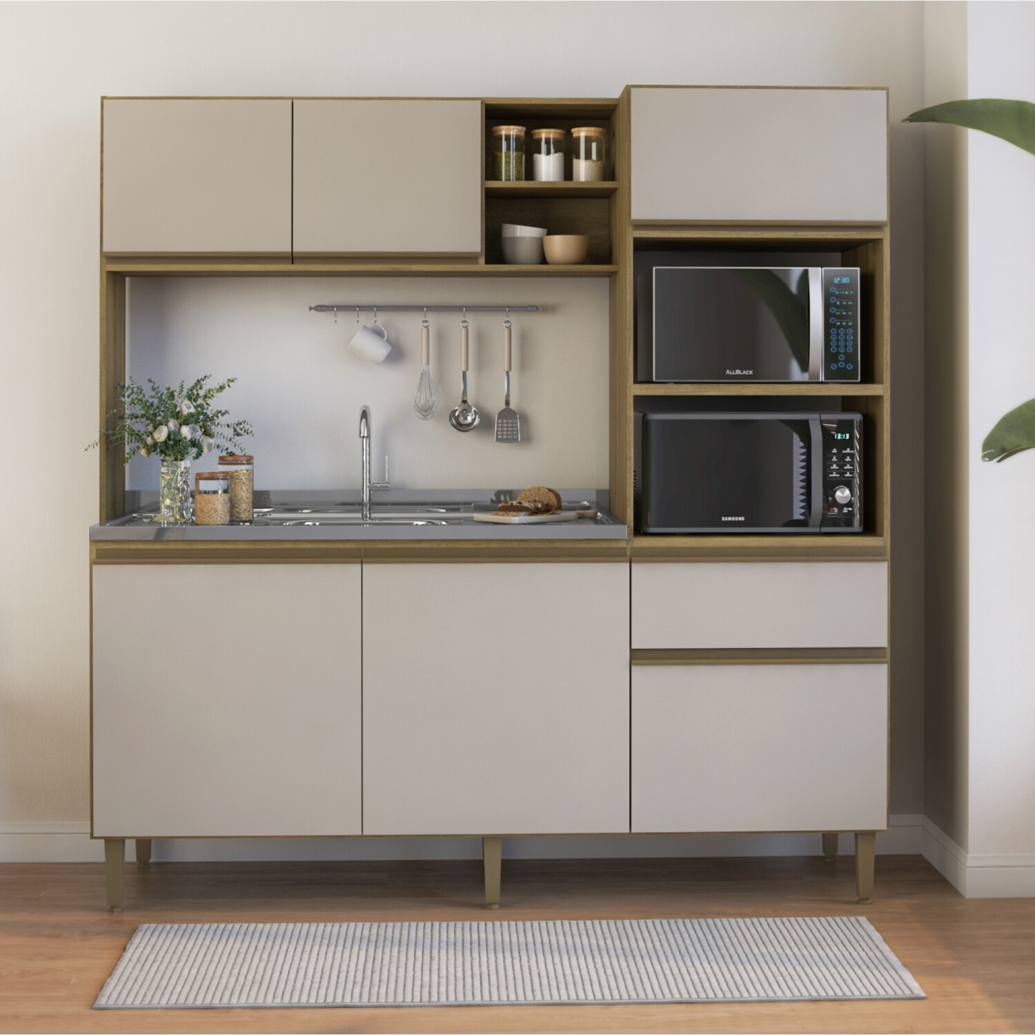 Cocina Compacta Modelo Bromelia Color Miel /arenas — Castro