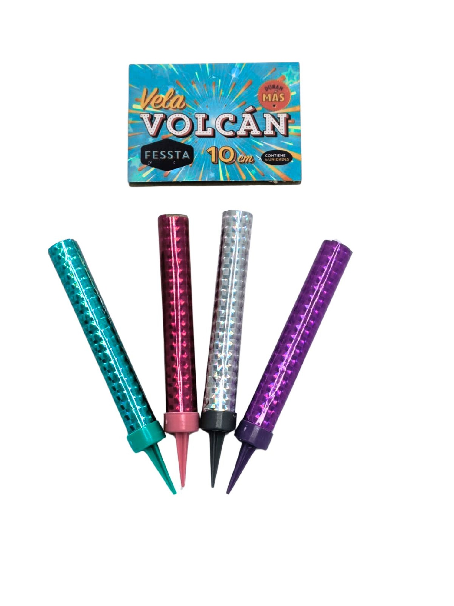 Vela Volcan x4 Unidades Colores Surtidos — Casa Fessta