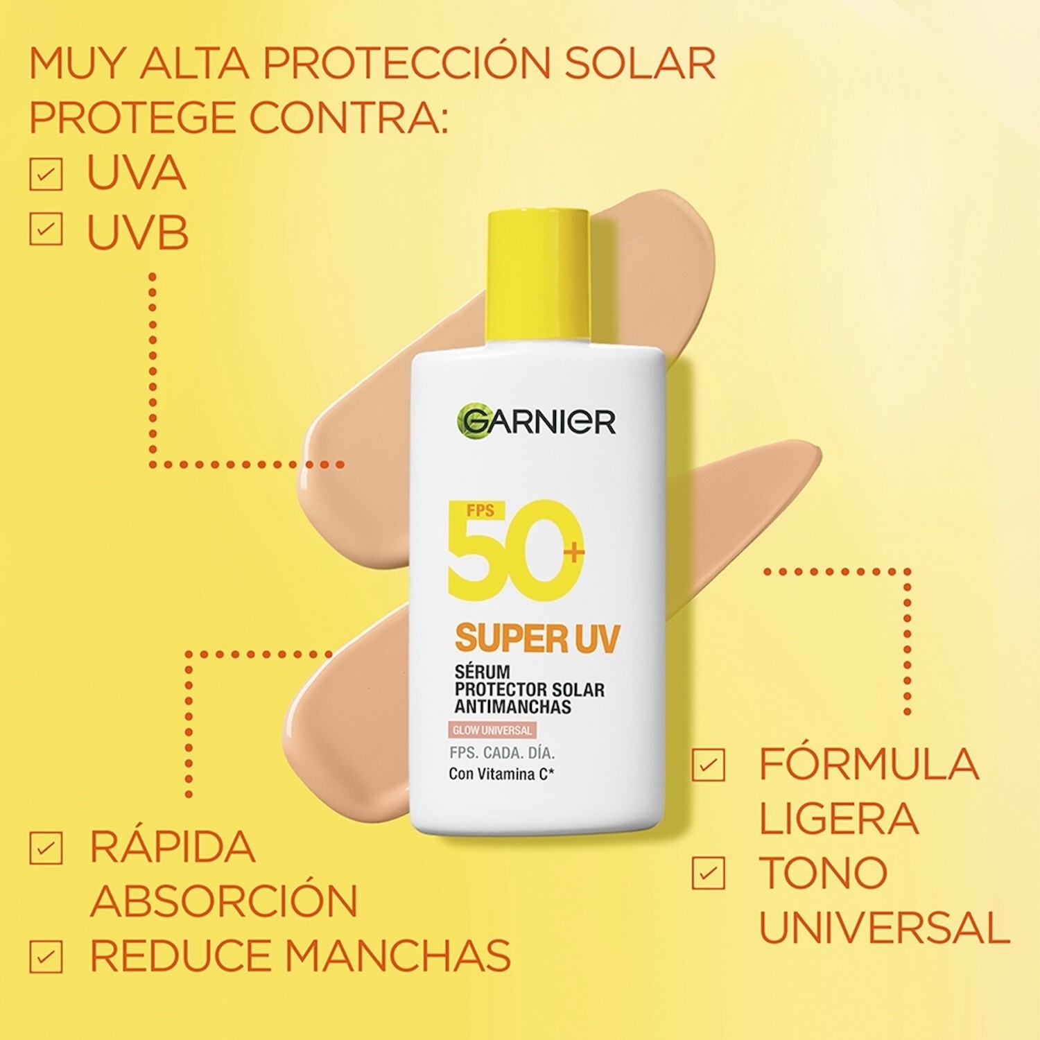 Protector Solar Garnier Super UV Antimanchas Glow Universal FPS50 40ml ...