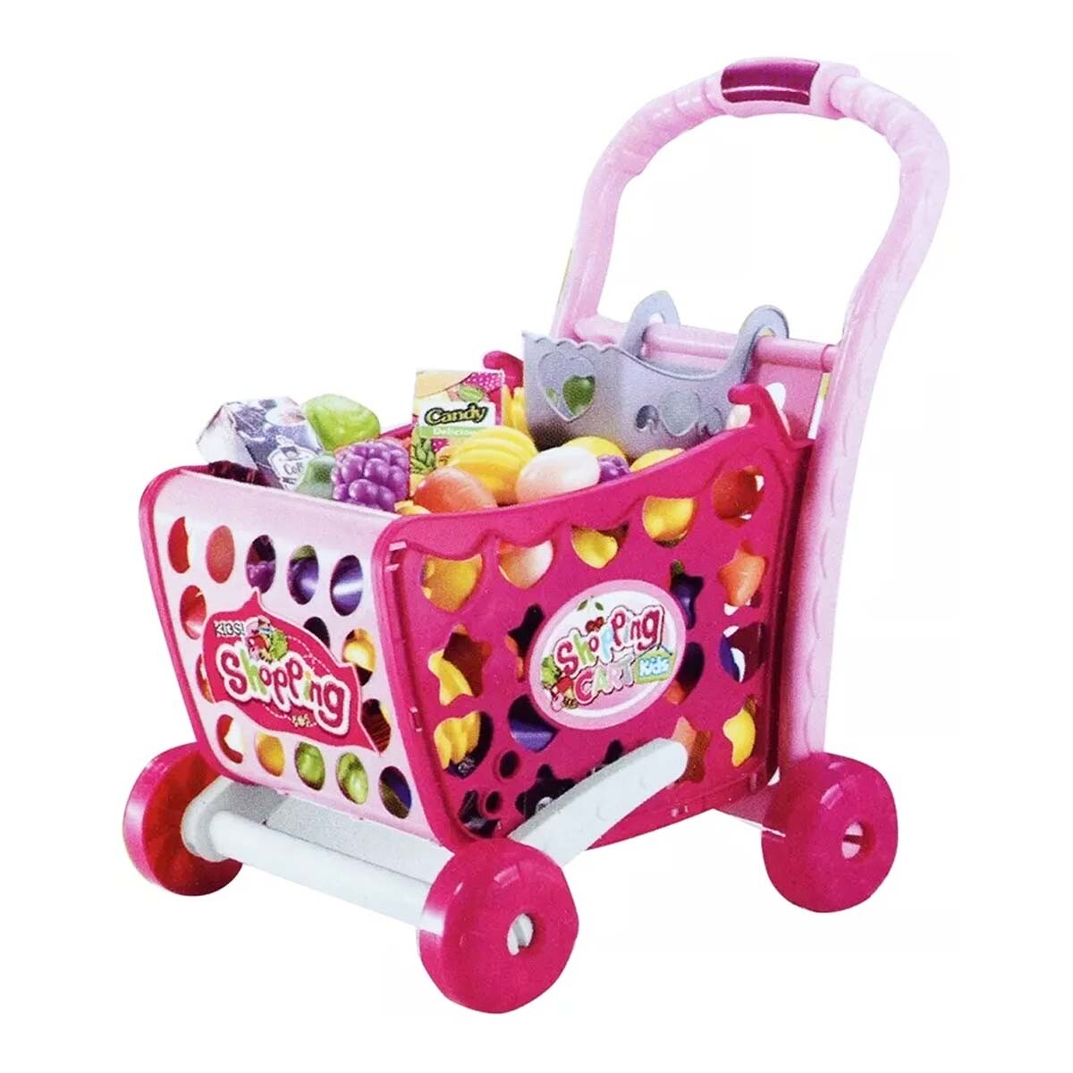 Carrito Supermercado Musical Sonido Luz 37 Accesorios Comida - Rosa — HTS