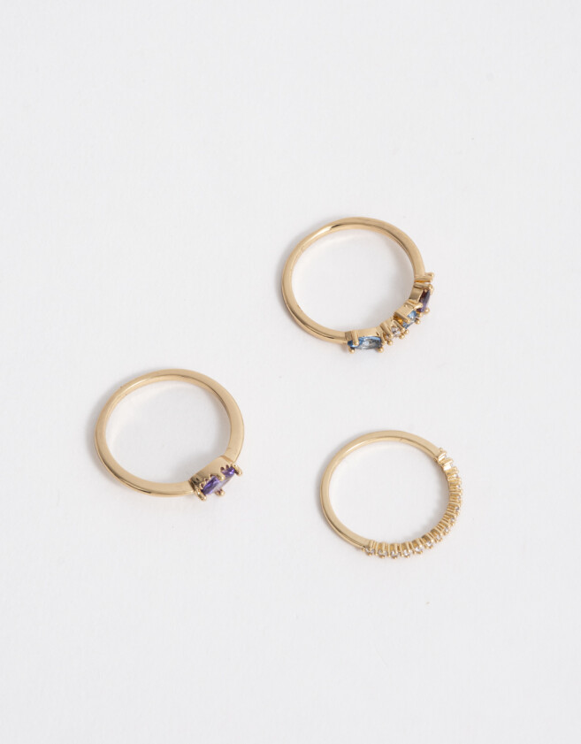 Set De Anillos Oro Zirconia — Todomoda