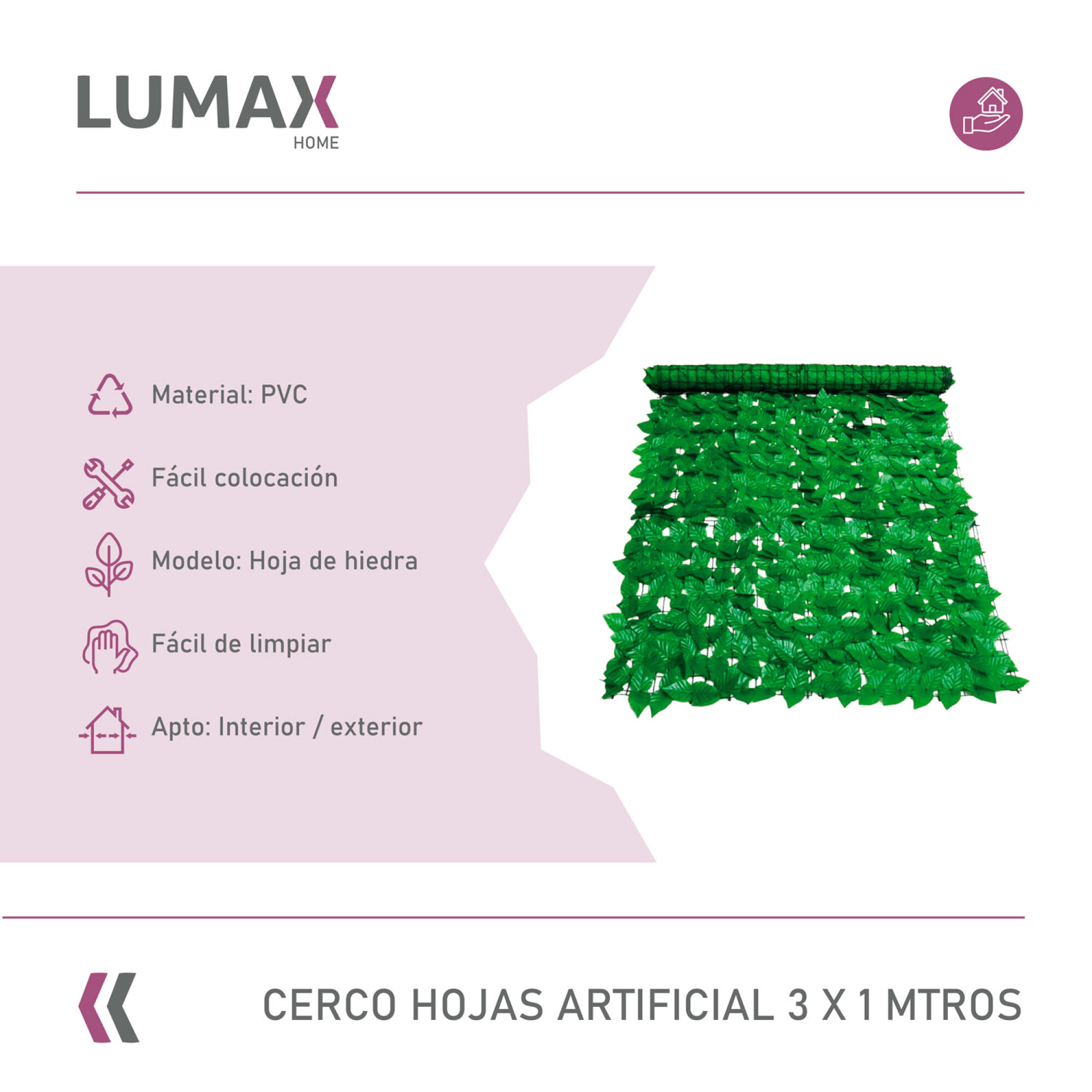 Pack 30 Cercos Artificiales con Diseño de Hojas 3x1mts - Verde ...