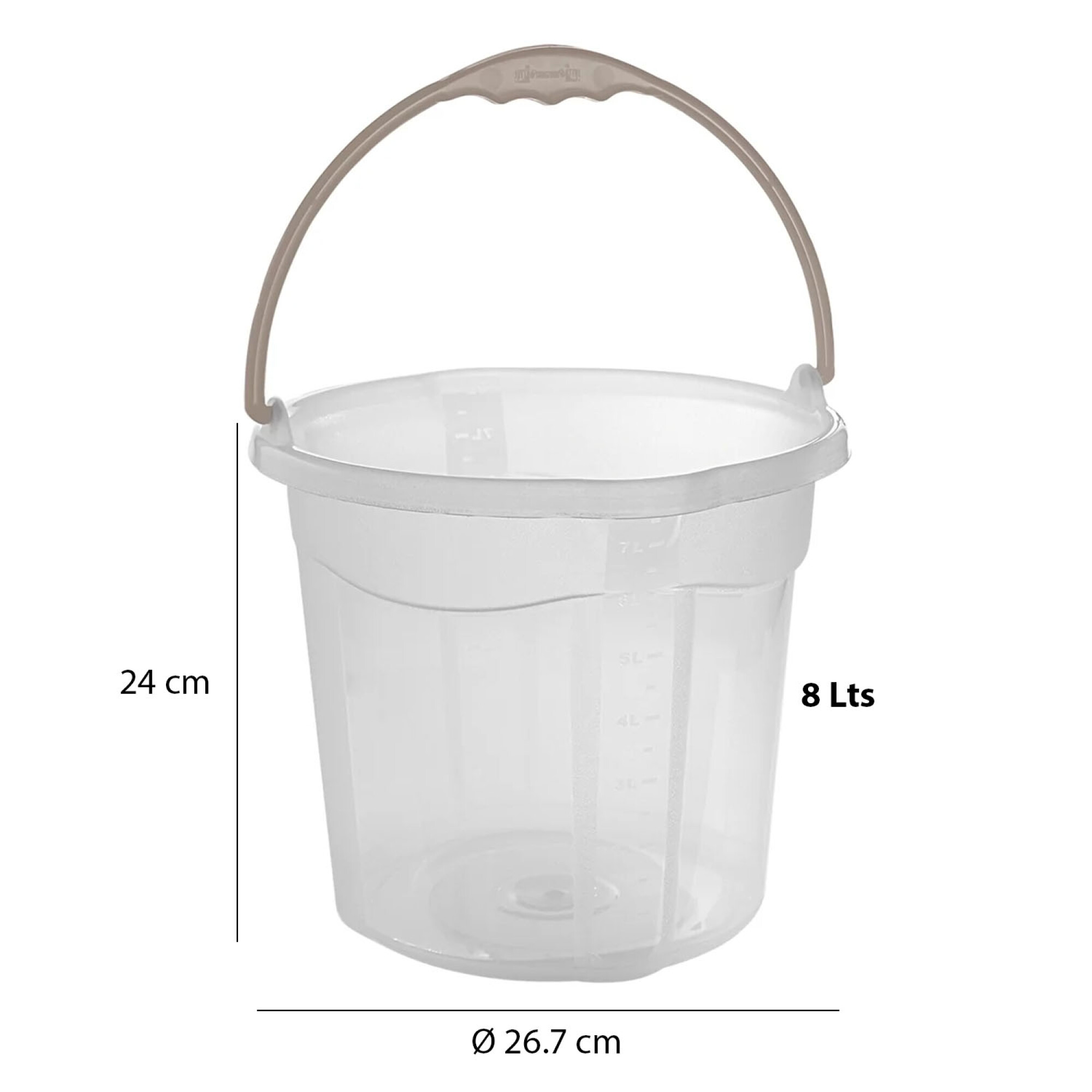 Balde Graduado 8Lt Plástico c/ Pico Vertedor y Asa Paramount - Gris — HTS