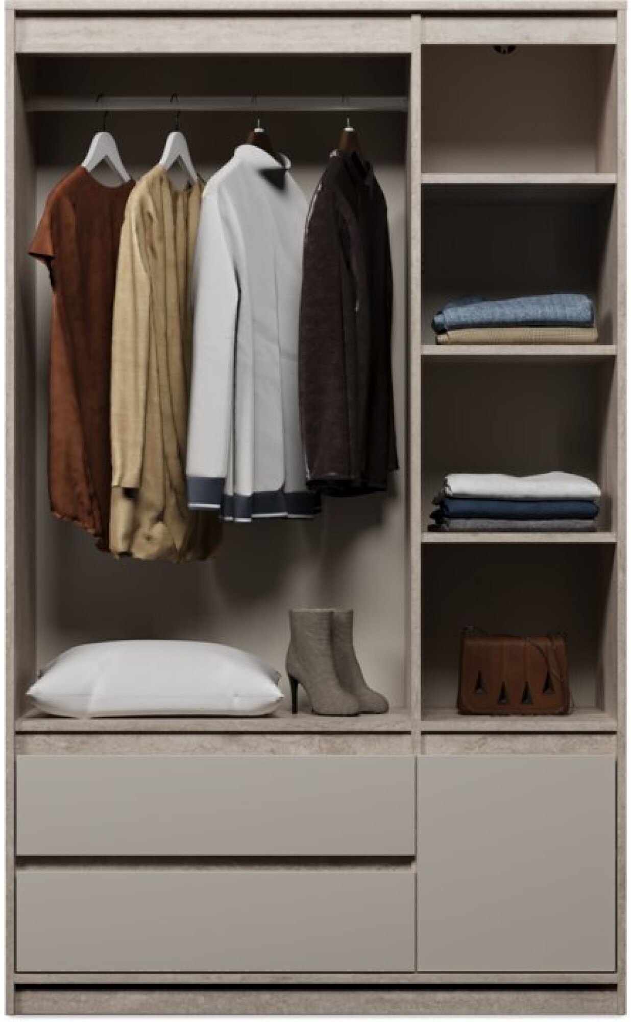 Armario BILLUND 119x193 combinación travertino/beige — JYSK