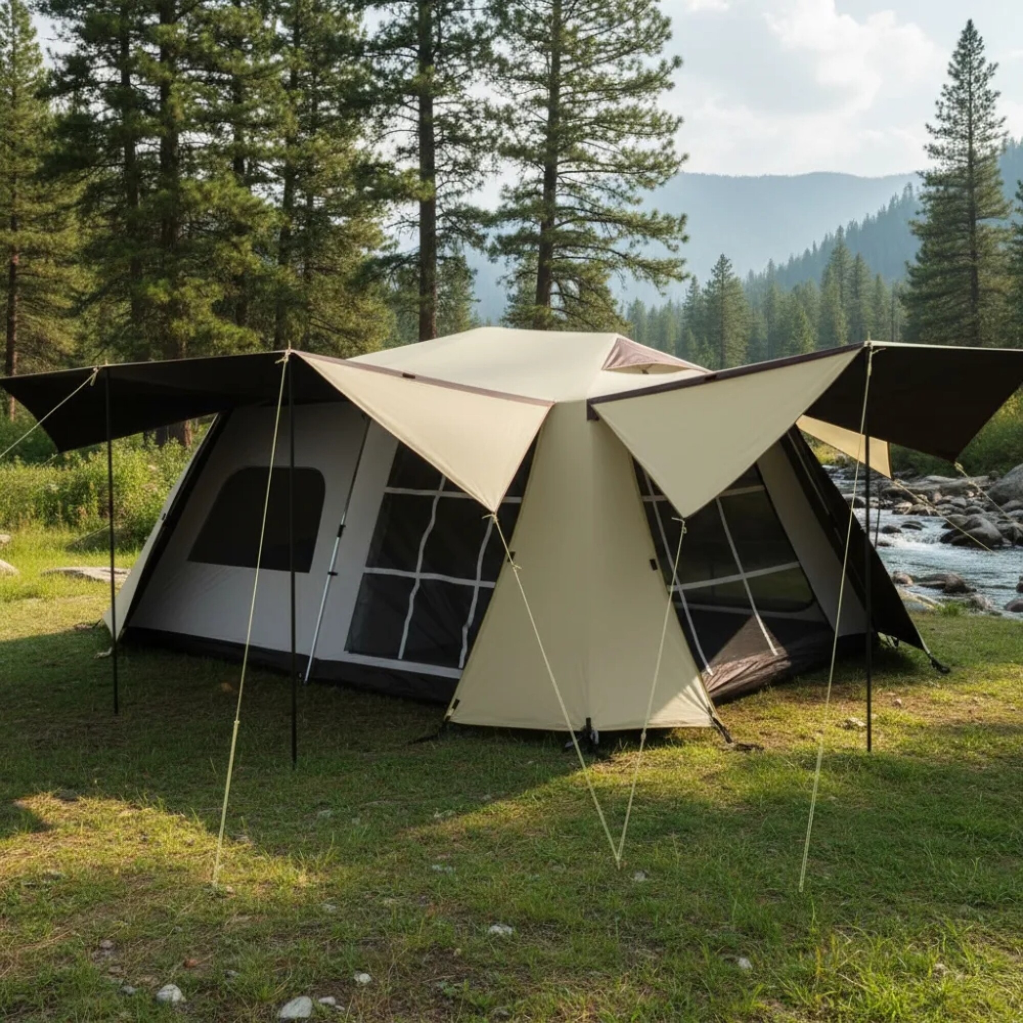 Carpa automática rainfly 8 a 10 personas - Beige — Aventureros