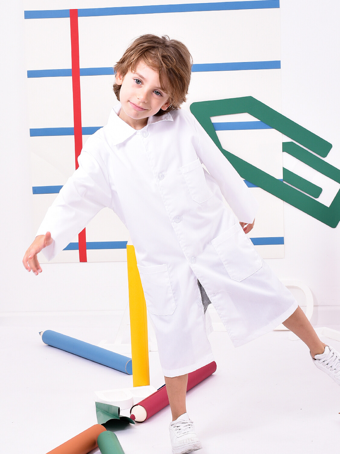 TUNICA ESCOLAR RECTA UNISEX - BLANCO — Guapa