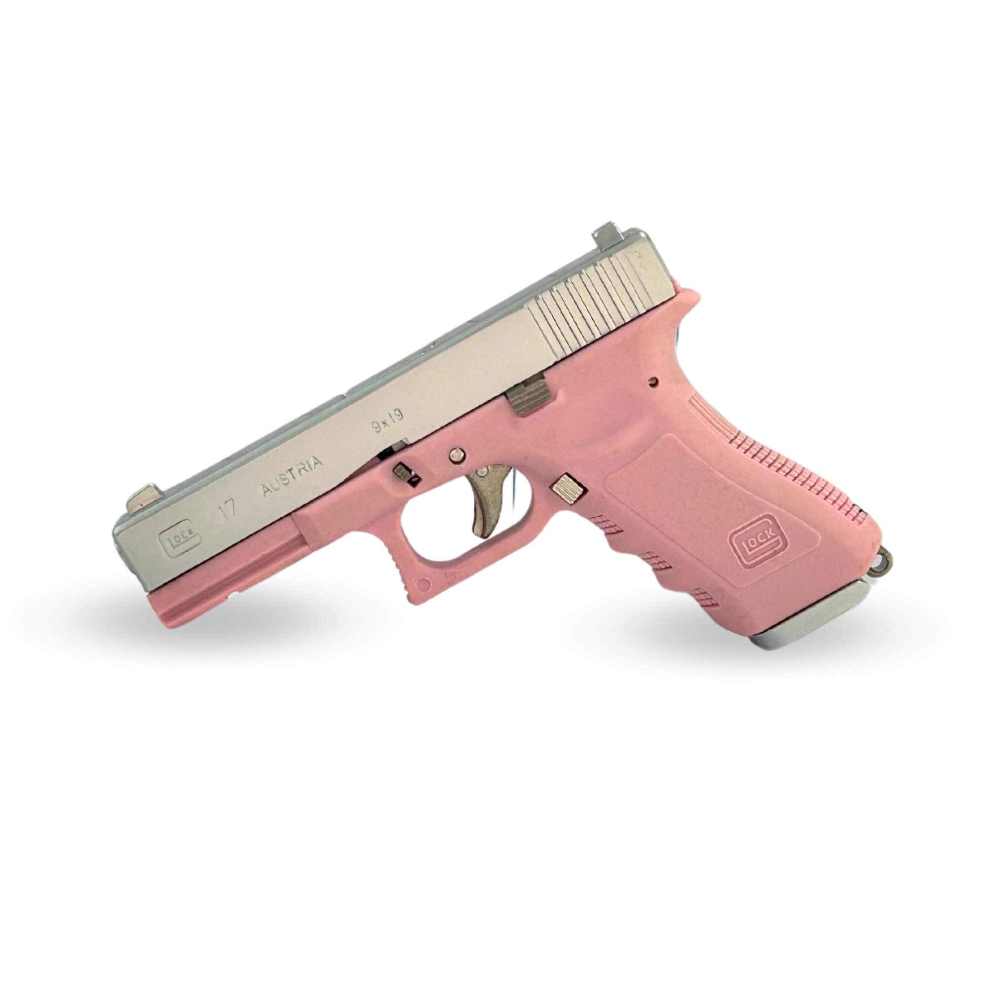 Llavero réplica miniatura Glock 17 - Rosa — Aventureros