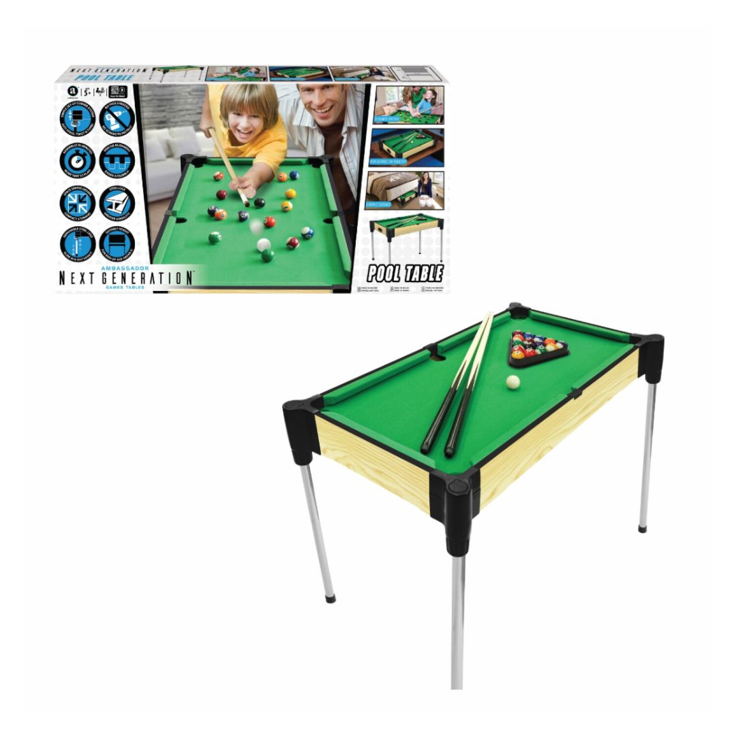 Mesa De Pool Infantil 51497 82Cm Con Accesorios UB - VERDE — Universo ...