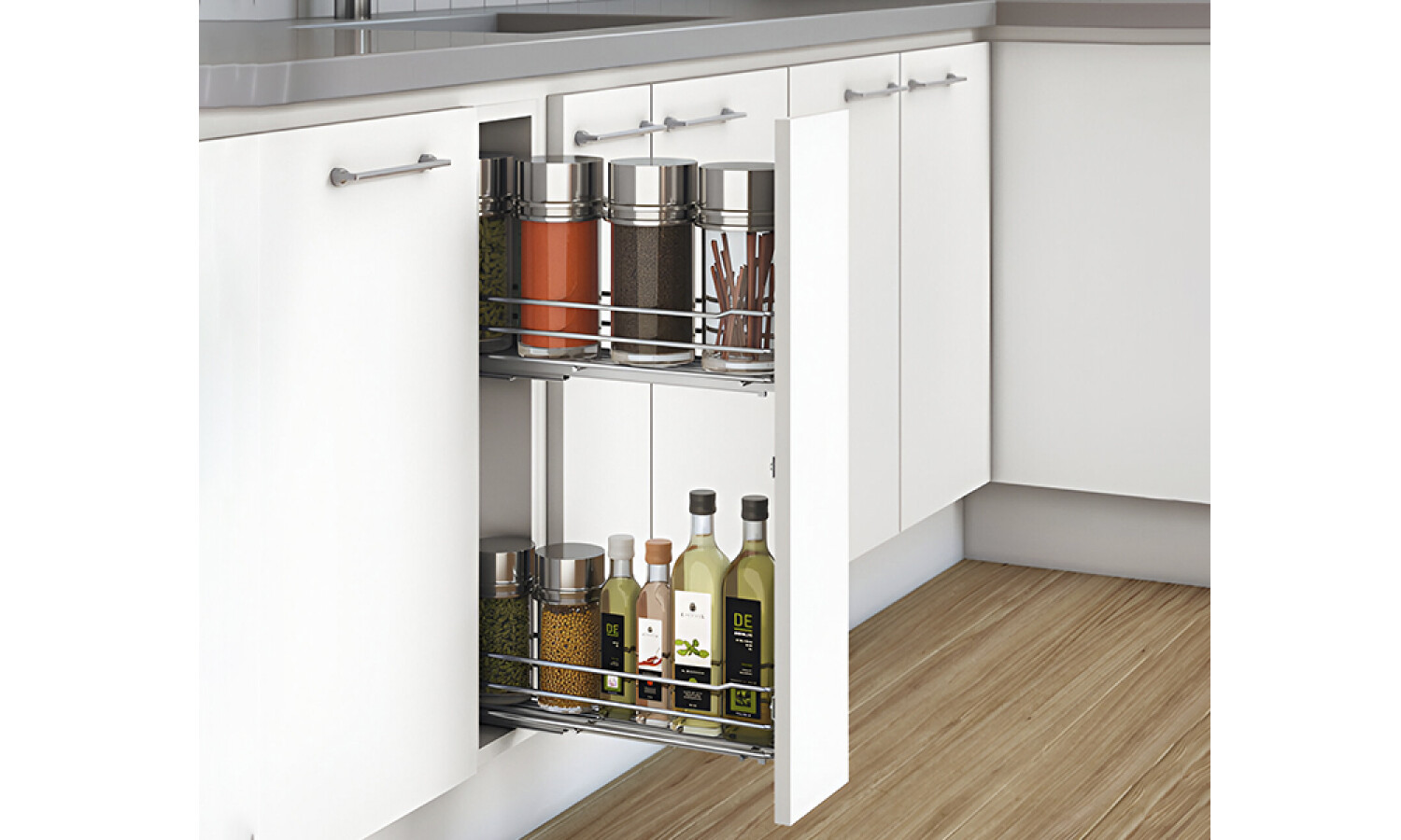 Porta Botellas Y Condimentos Doble Extraible — Montecuir