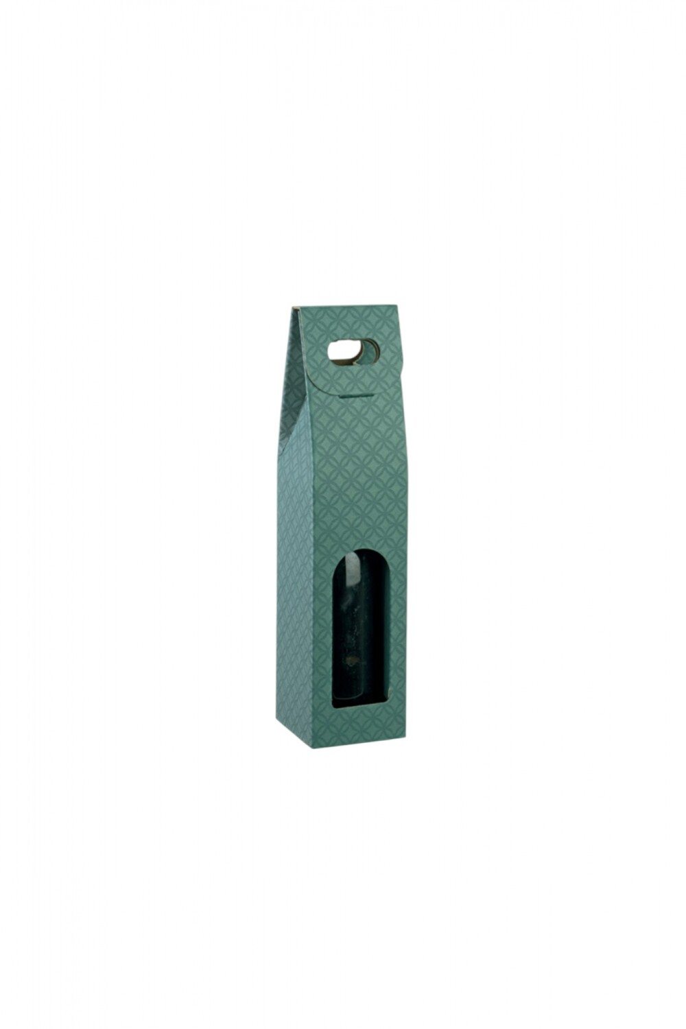 Caja c/ventana 1 botella 9x9x38,5 - 36751 - MATELASSE EUCALIPTO — PaperPack