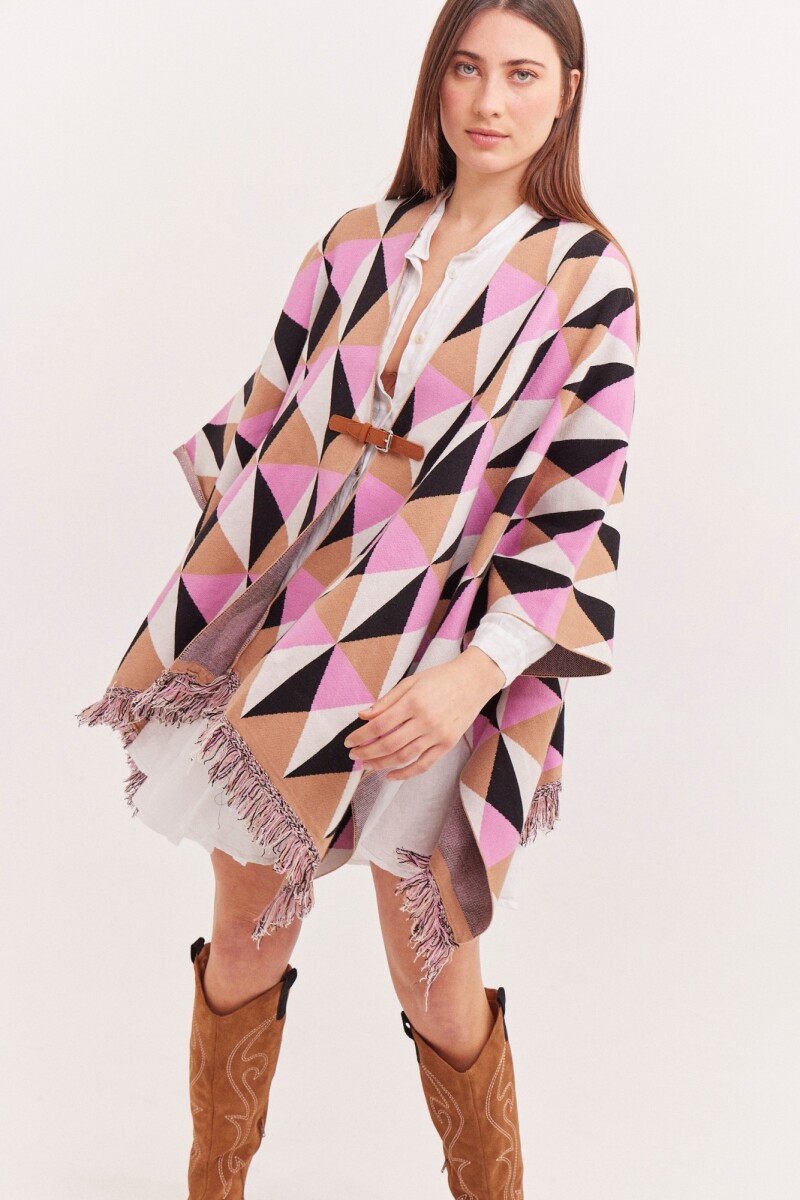 Poncho Corriente - Rosa/Camel — PetraStore