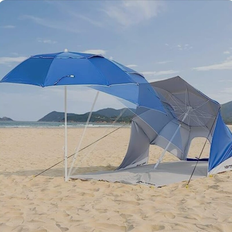 Sombrilla Toldo Playa UPF 50+ con Paneles Laterales | Protección Solar ...