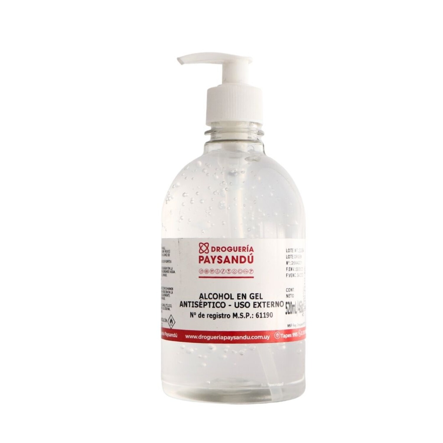 Alcohol en Gel - 520 mL — Droguería Paysandú