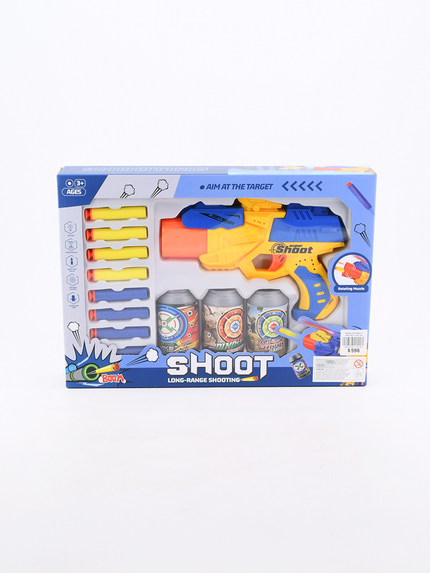 PISTOLA CON BALAS Y LATAS - AZUL — Guapa