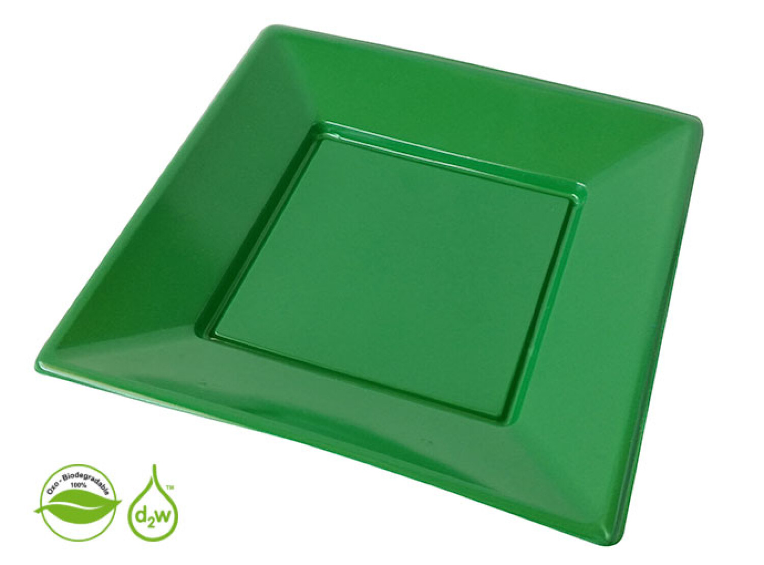 Plato Cuadrado Biodegradable x10 Und - Verde — Casa Fessta