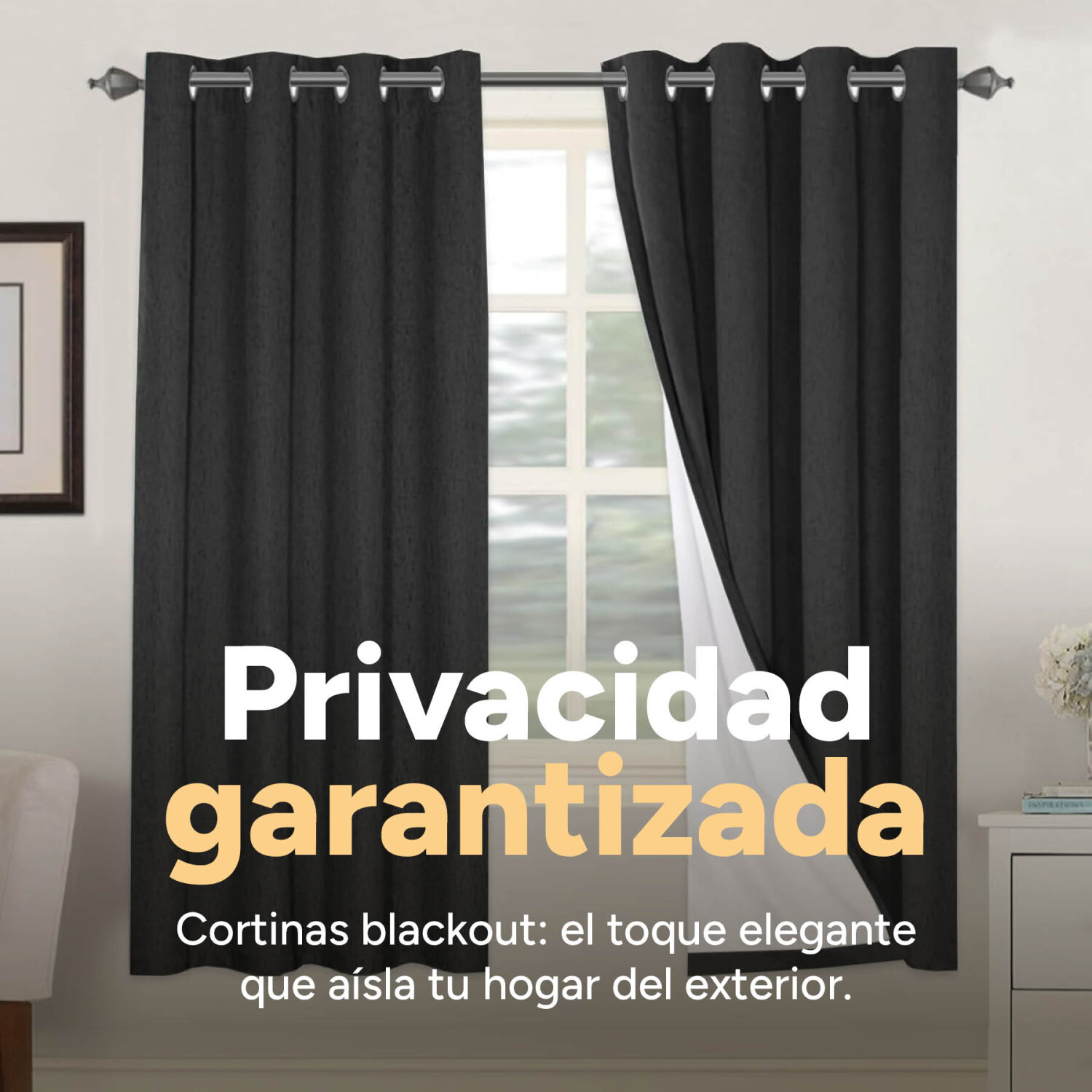 Cortina 80% Blackout 2 Paños 140x220 Textura Lino Doble Faz - Variante ...