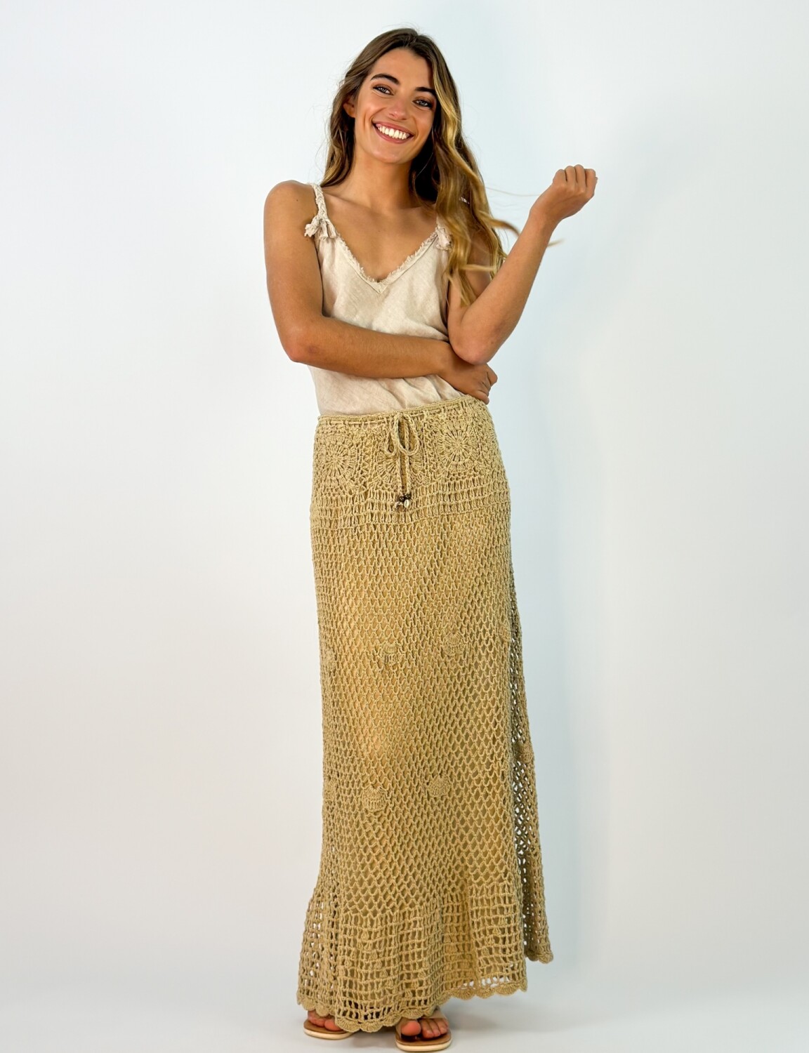 POLLERA CROCHET - BEIGE — Panthai
