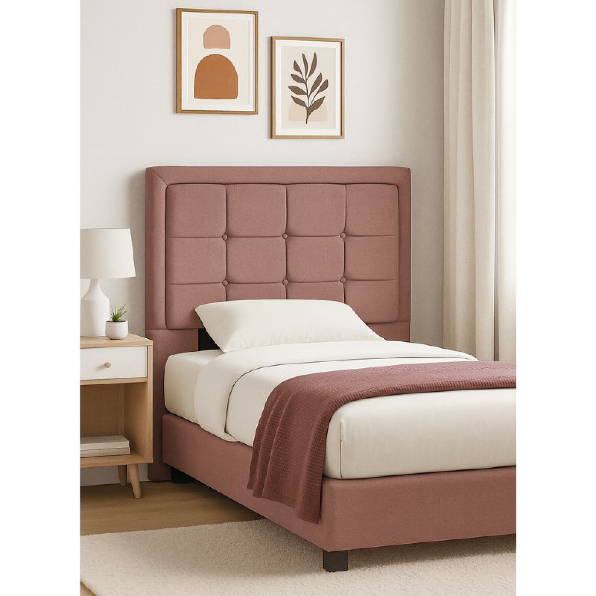 RESPALDO VENEZA 1 PLAZA PARA SOMMIER 98 CM - LISO ROSE — Barraca 5 Esquinas