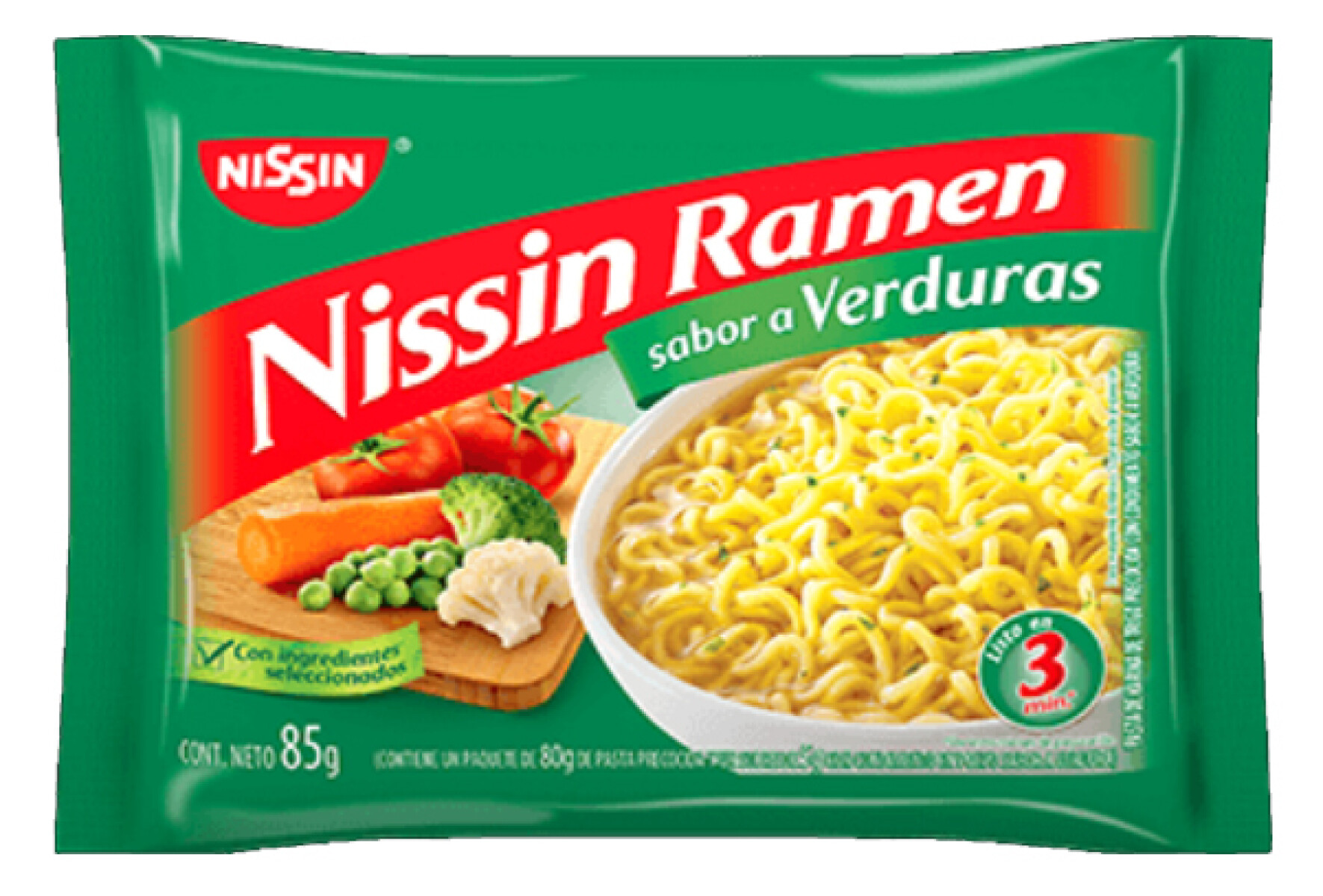 FIDEO INSTANTANEO SABOR VERDURA NISSIN RAMEN 85GR — El Clon