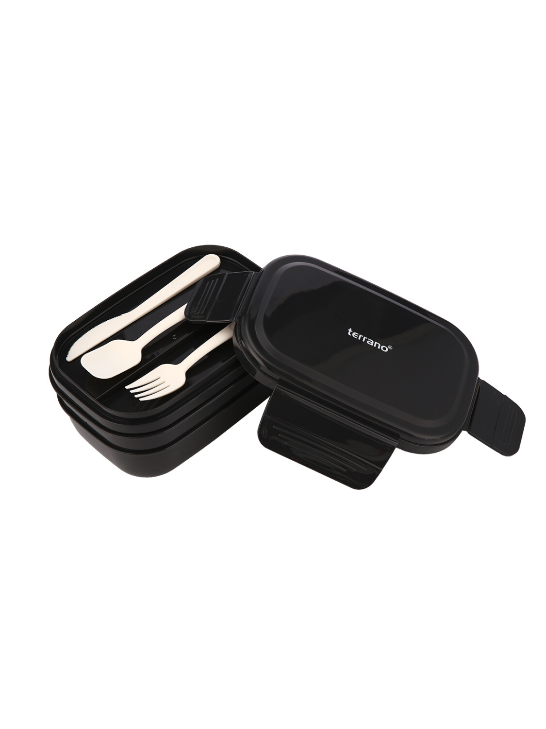 Tupper Pickbox Doble con Cubiertos - Negro — Terrano