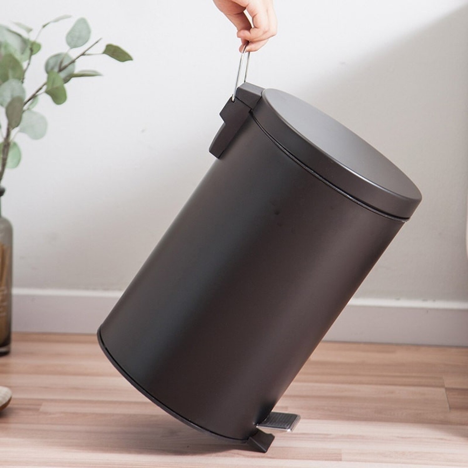 Tacho cesto de basura acero inoxidable 12L con tapa - negro — Buho Store