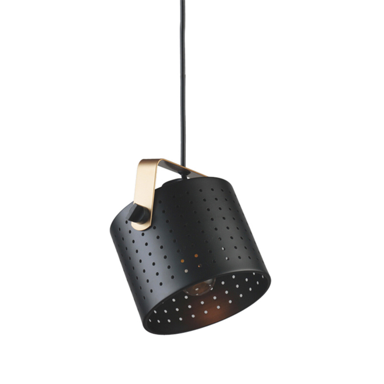 Lámpara colgante cilíndrico metal perforado negro - IX9118 — Fivisa